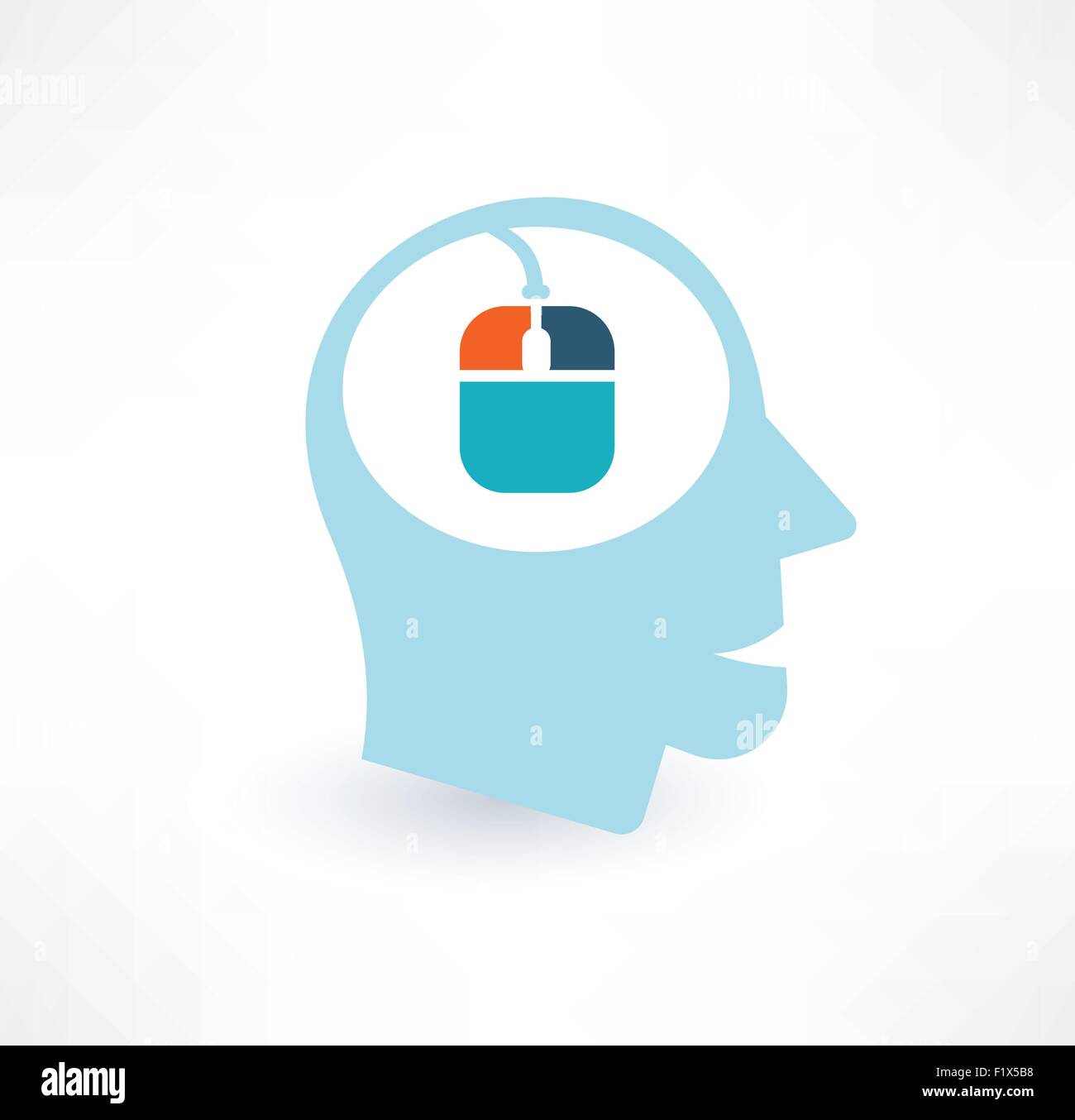 Mouse and head icon. Computer addiction concept. Logo design Stock ...