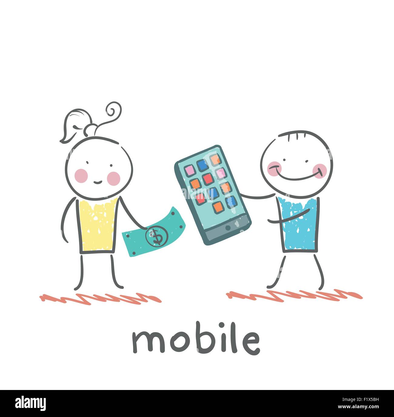 people selling mobile girl Stock Vector Image & Art - Alamy