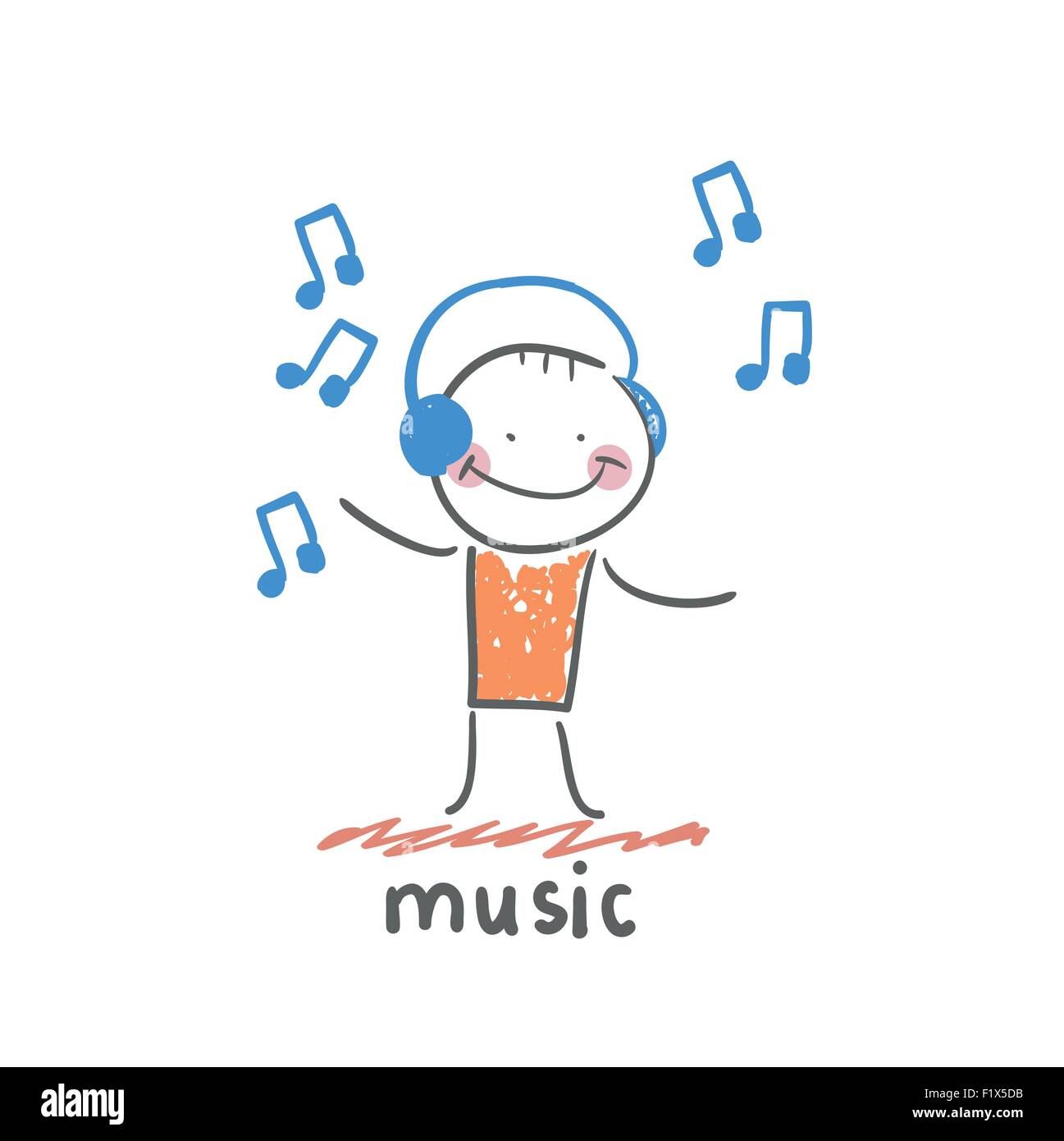 music. Fun cartoon style illustration. The situation of life Stock ...