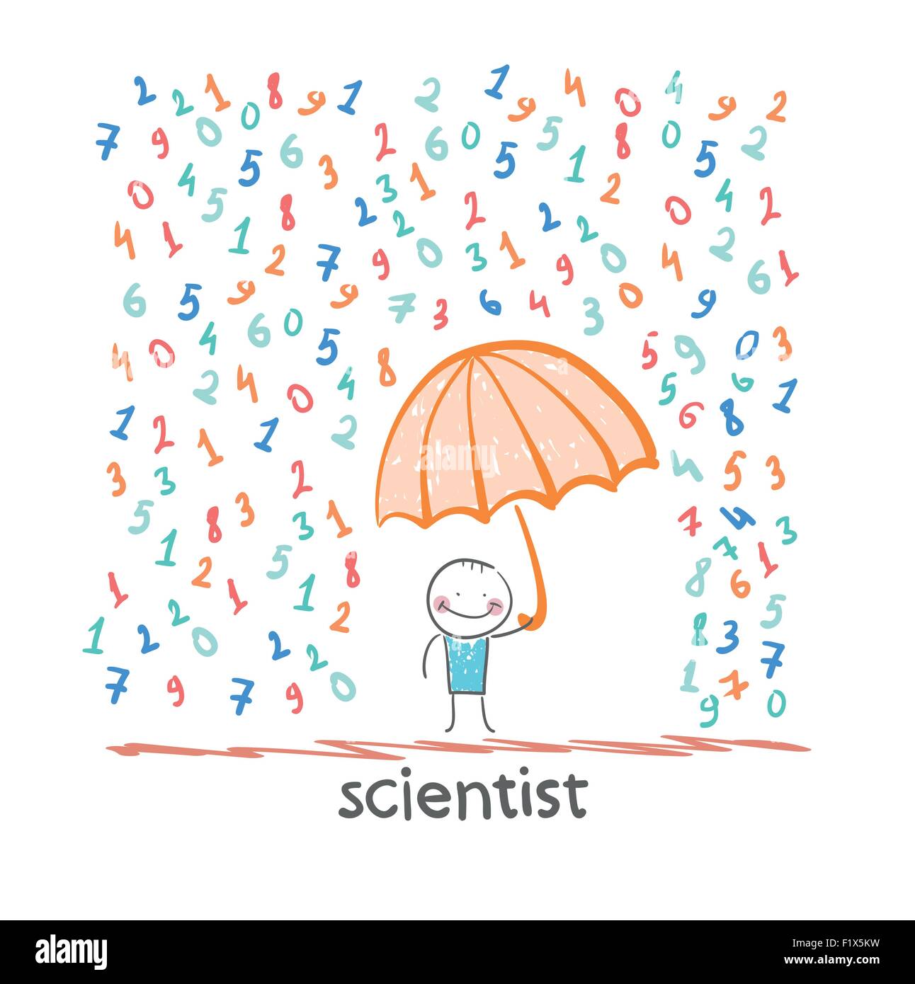 scientist in the rain of numbers Stock Vector Image & Art - Alamy