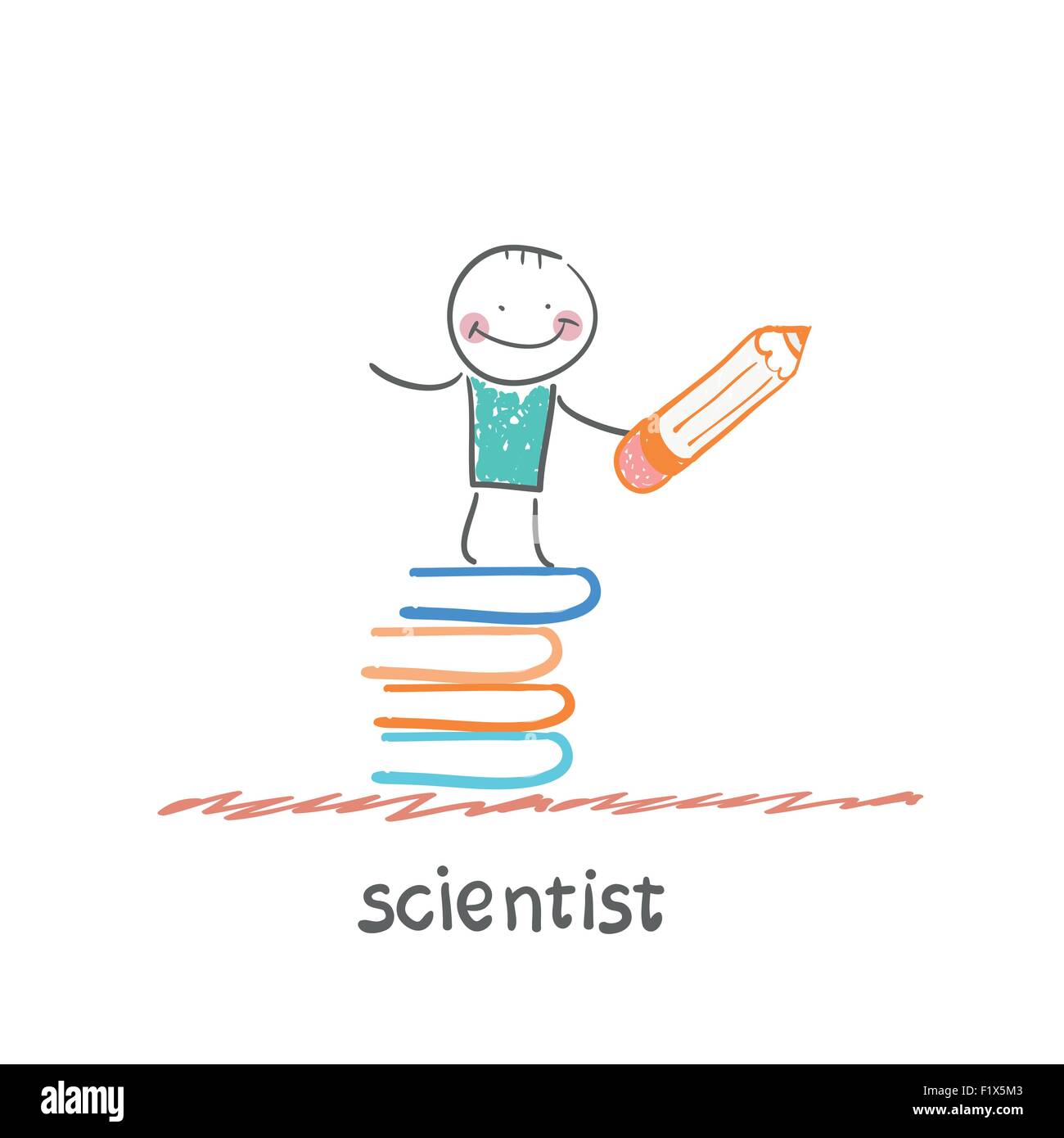scientist. Fun cartoon style illustration. The situation of life Stock ...