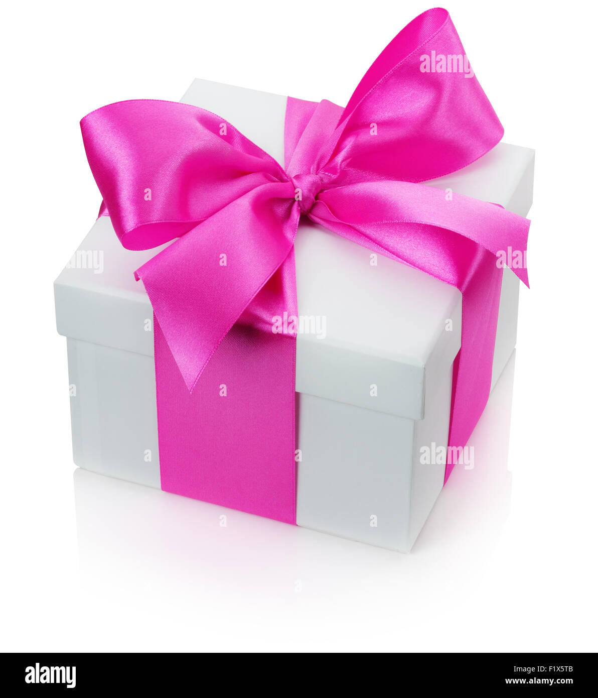 gift box with pink bow isolated on the white background Stock Photo - Alamy