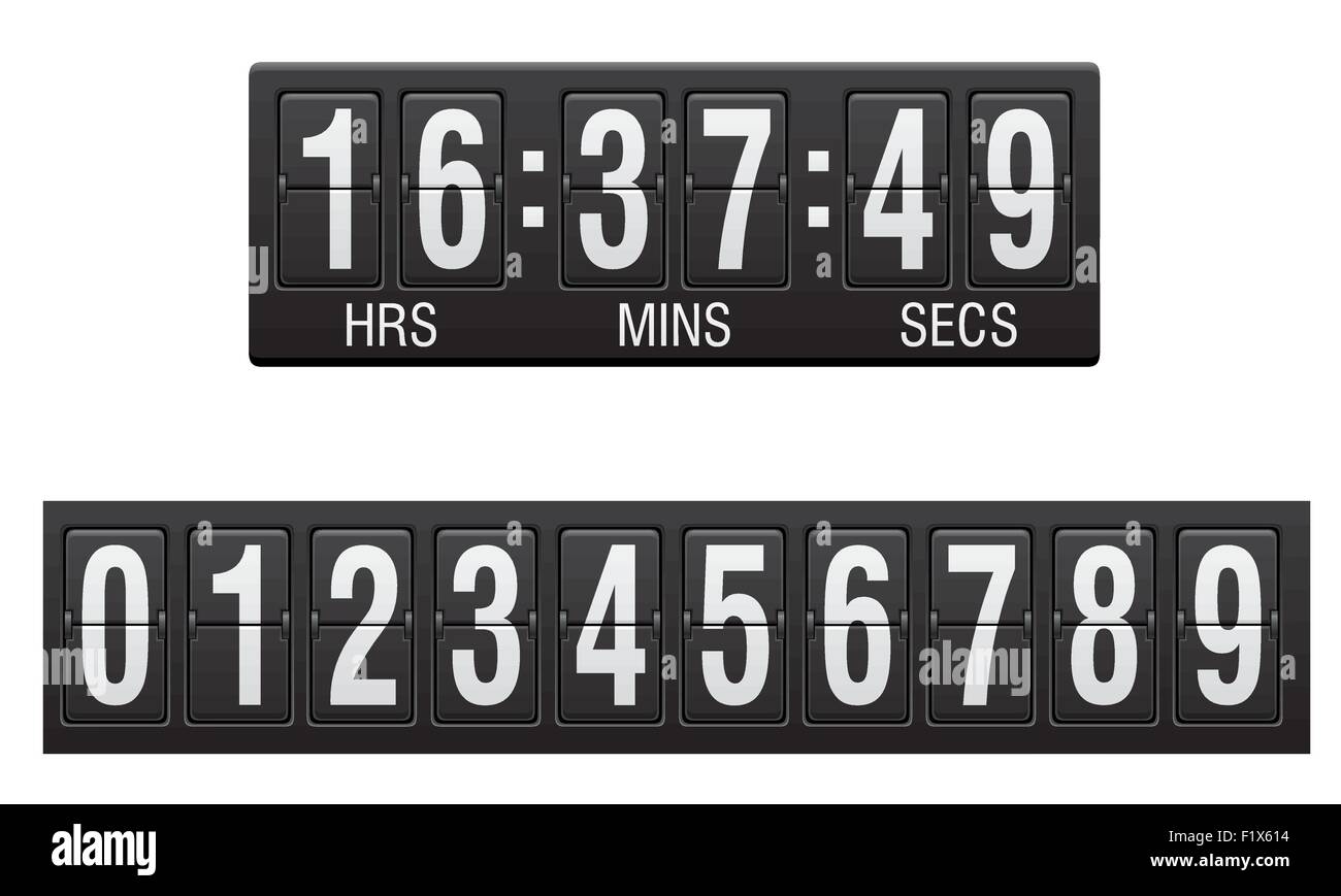 Scoreboard Countdown Timer Vector Illustration Isolated On White