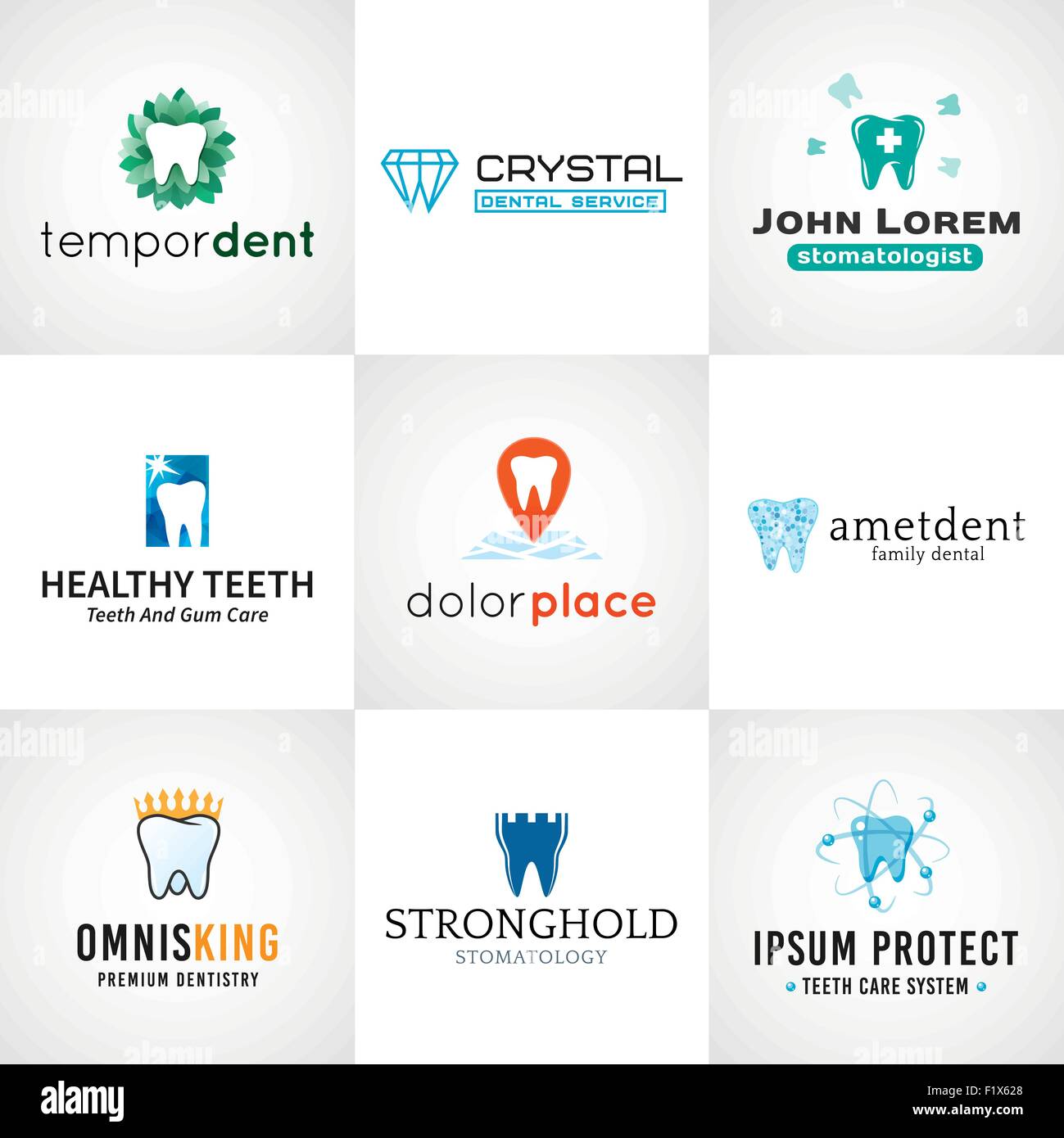 Set of tooth logos. Oral care symbols collection. Vector teeth designs ...