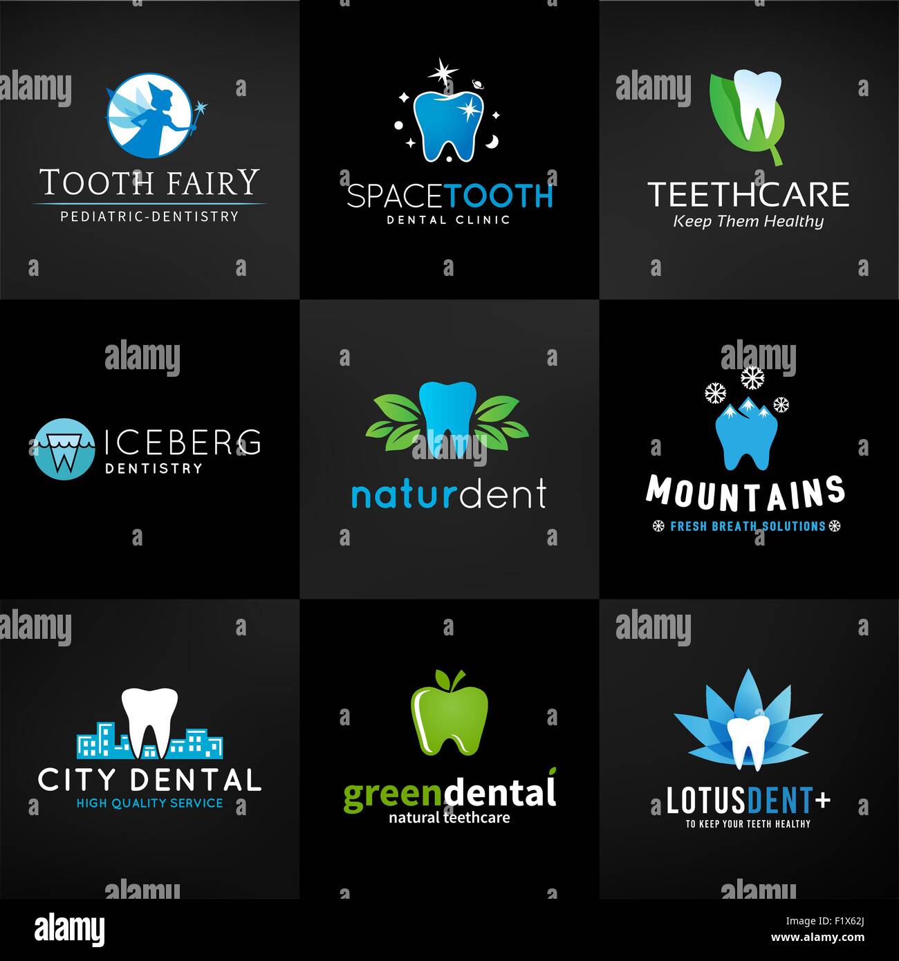 Set of dental logos. Vector tooth designs. Teeth clinic template ...