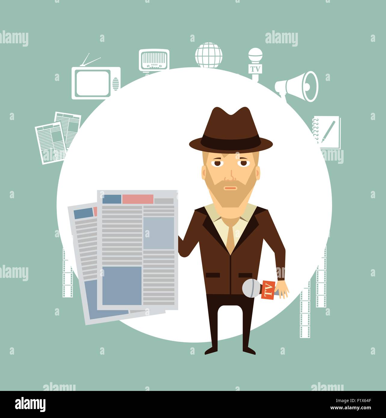 journalist holding a newspaper illustration. Flat modern style vector ...