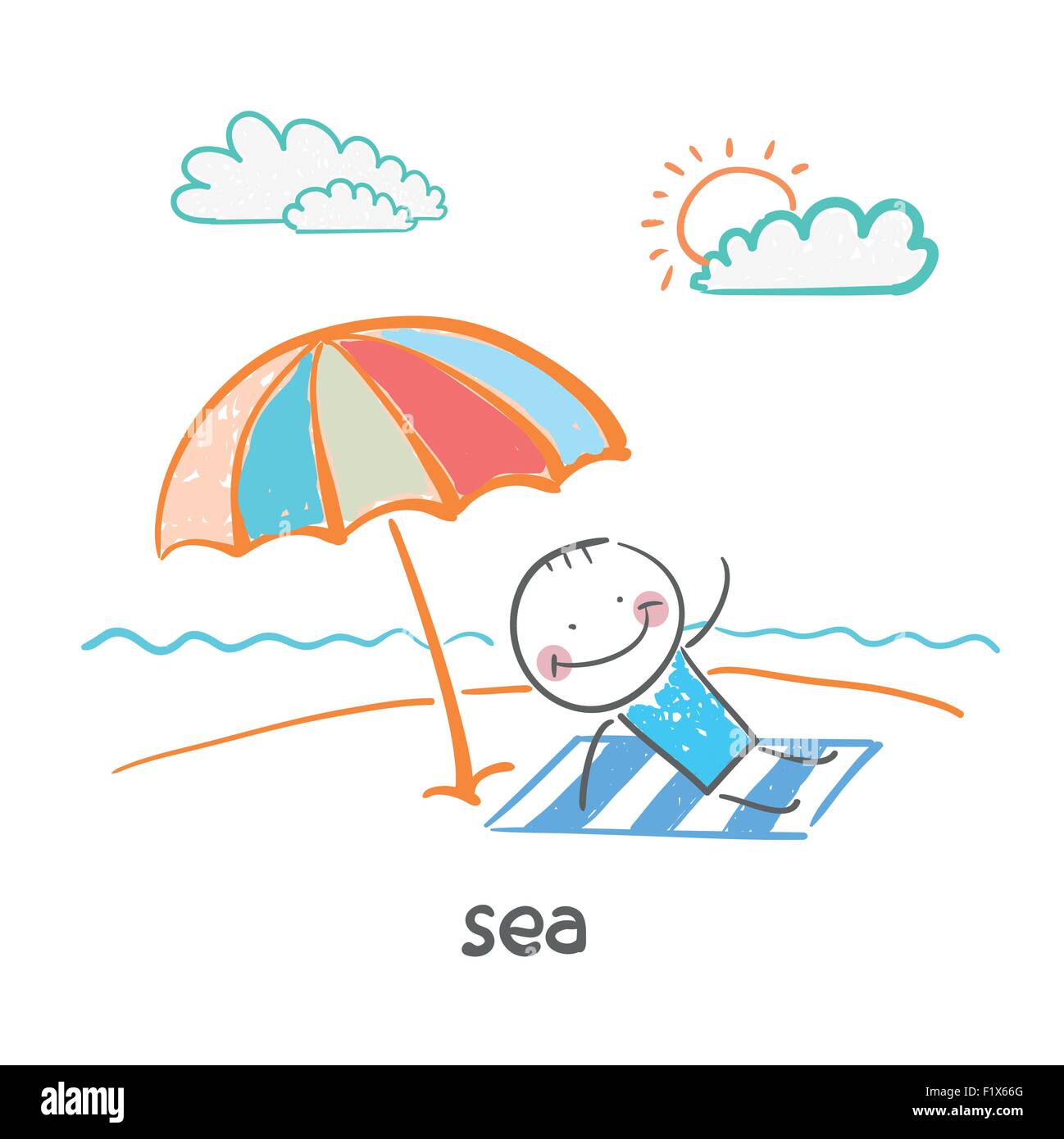 sea. Fun cartoon style illustration. The situation of life Stock Vector ...