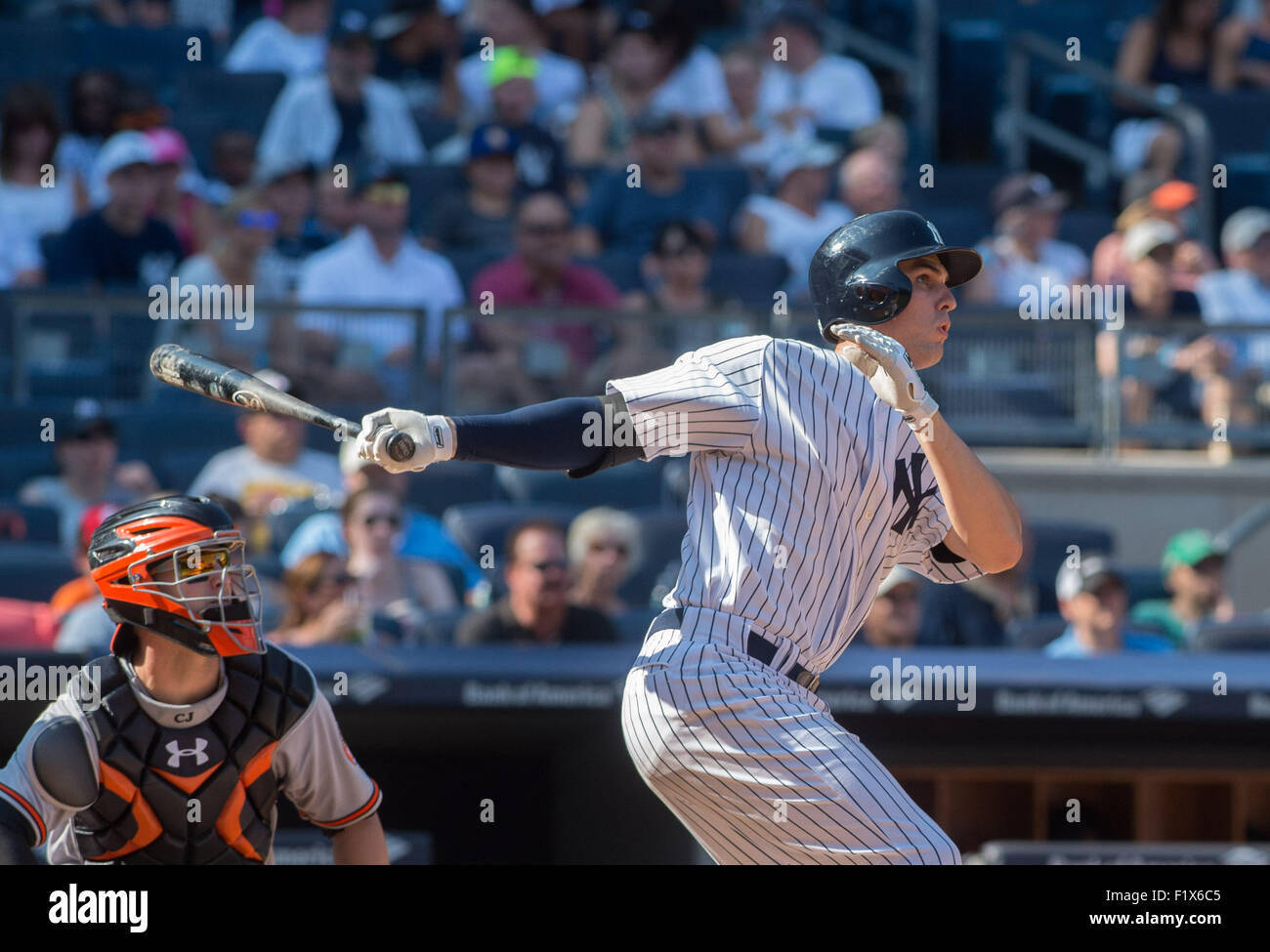 New York, New York, USA. 7th Sep, 2015. Yankees' CHRIS BIRD hits a ...
