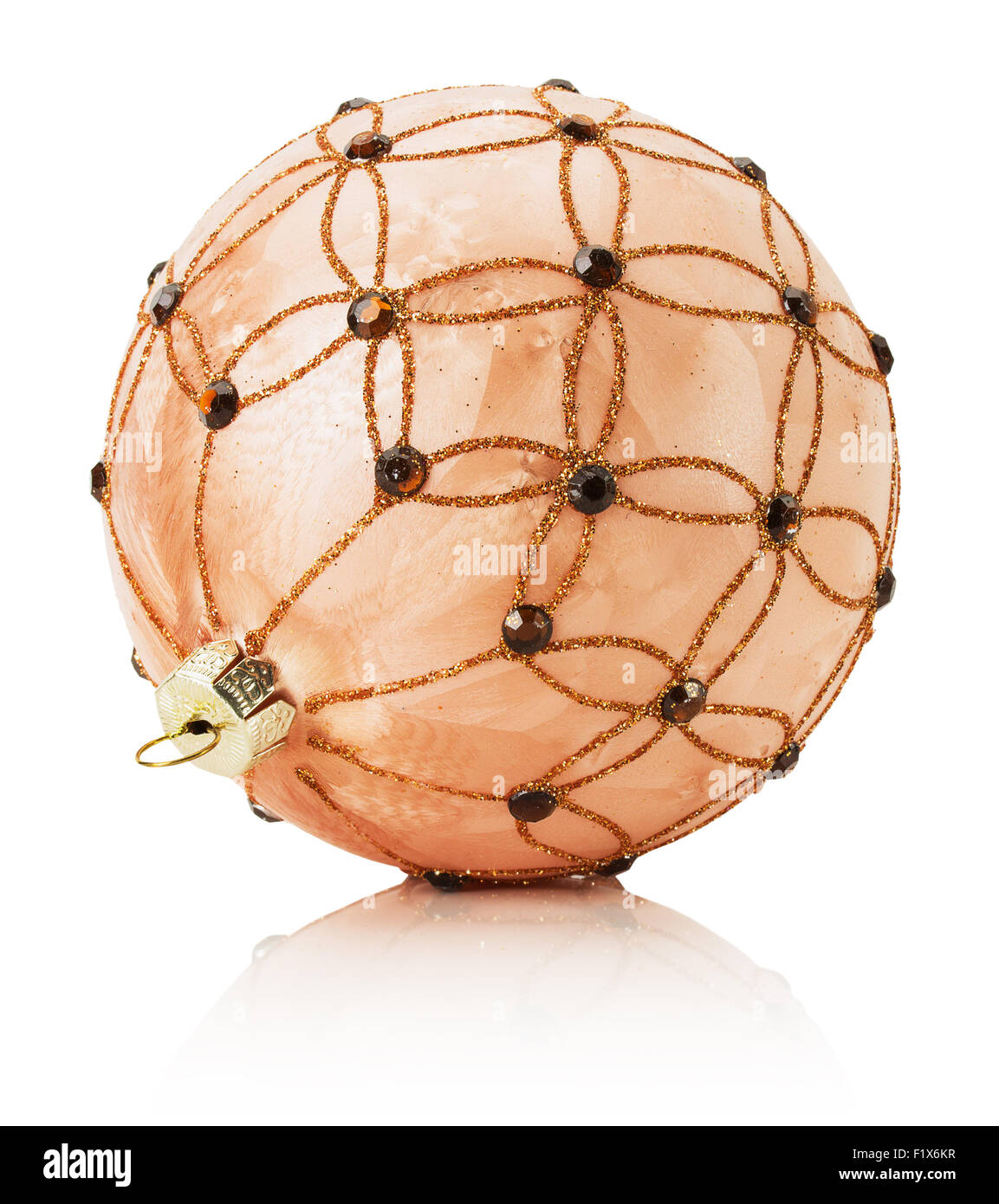 beige Christmas balls isolated on the white background Stock Photo - Alamy