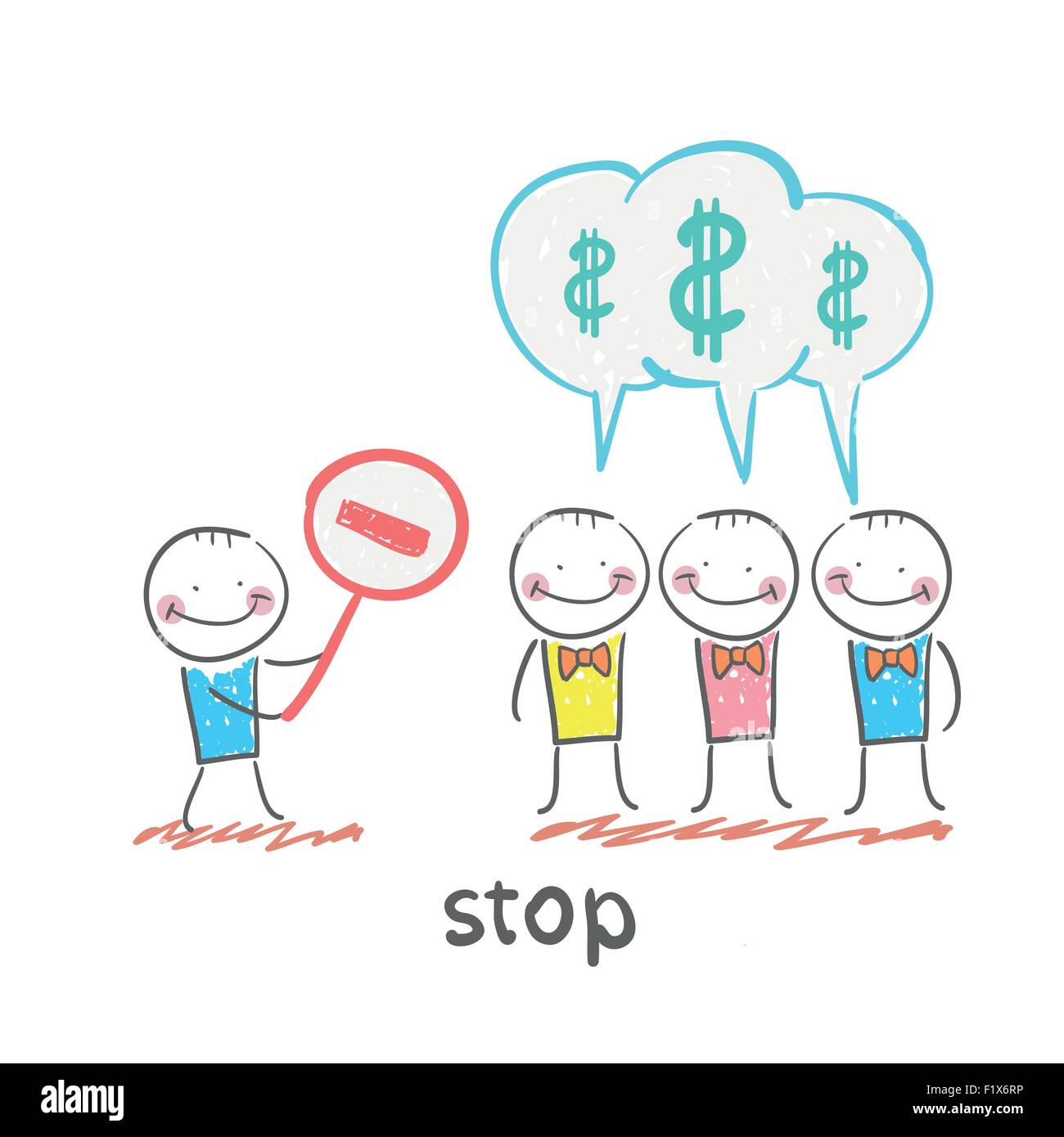 stop. Fun cartoon style illustration. The situation of life Stock ...