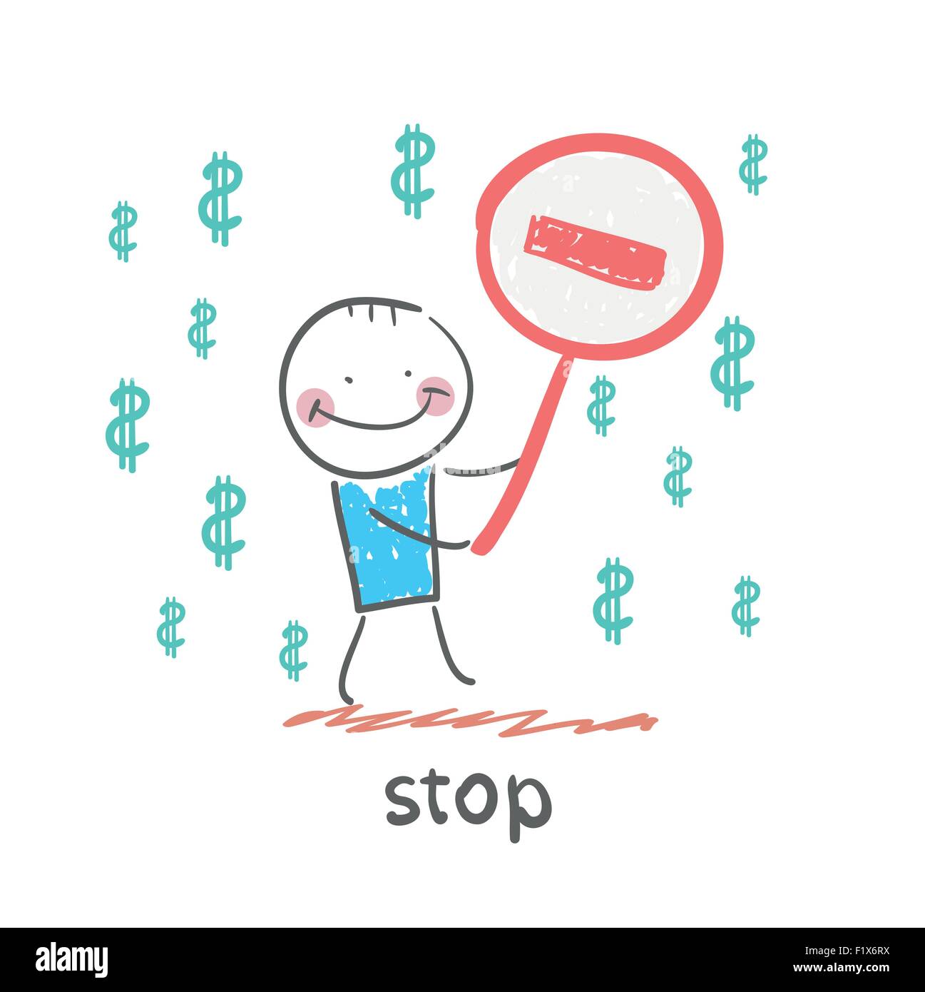 stop. Fun cartoon style illustration. The situation of life Stock ...