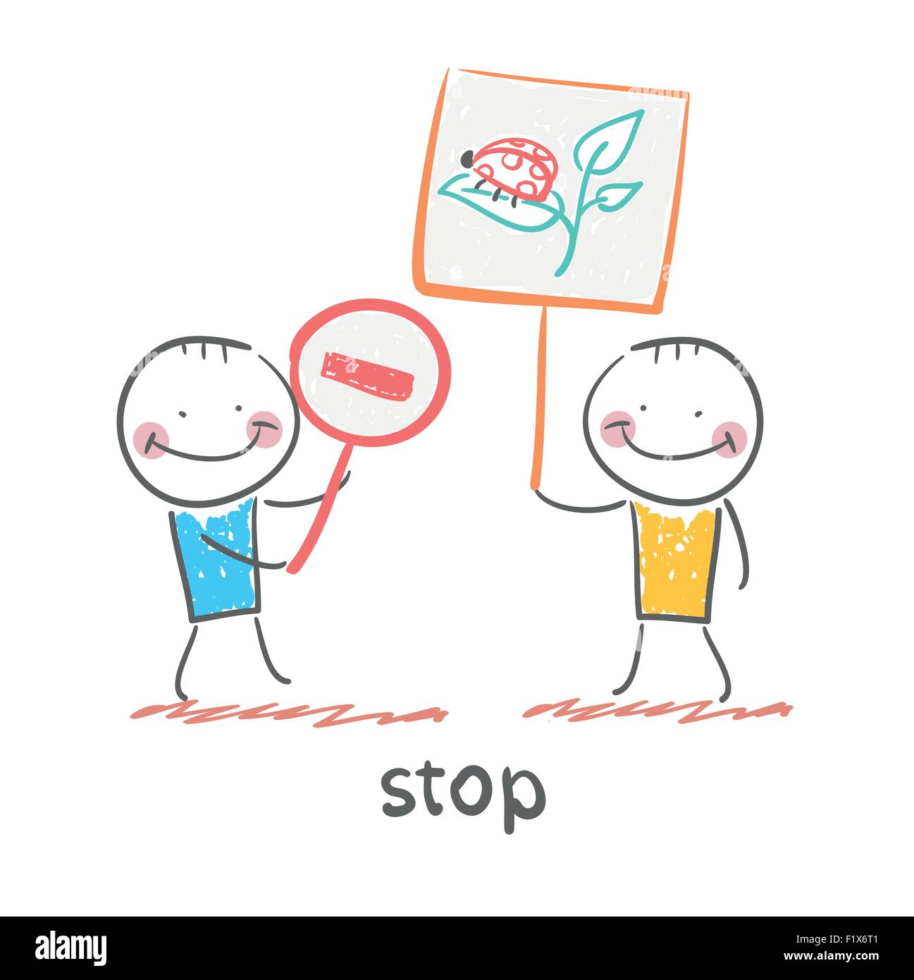 stop. Fun cartoon style illustration. The situation of life Stock ...