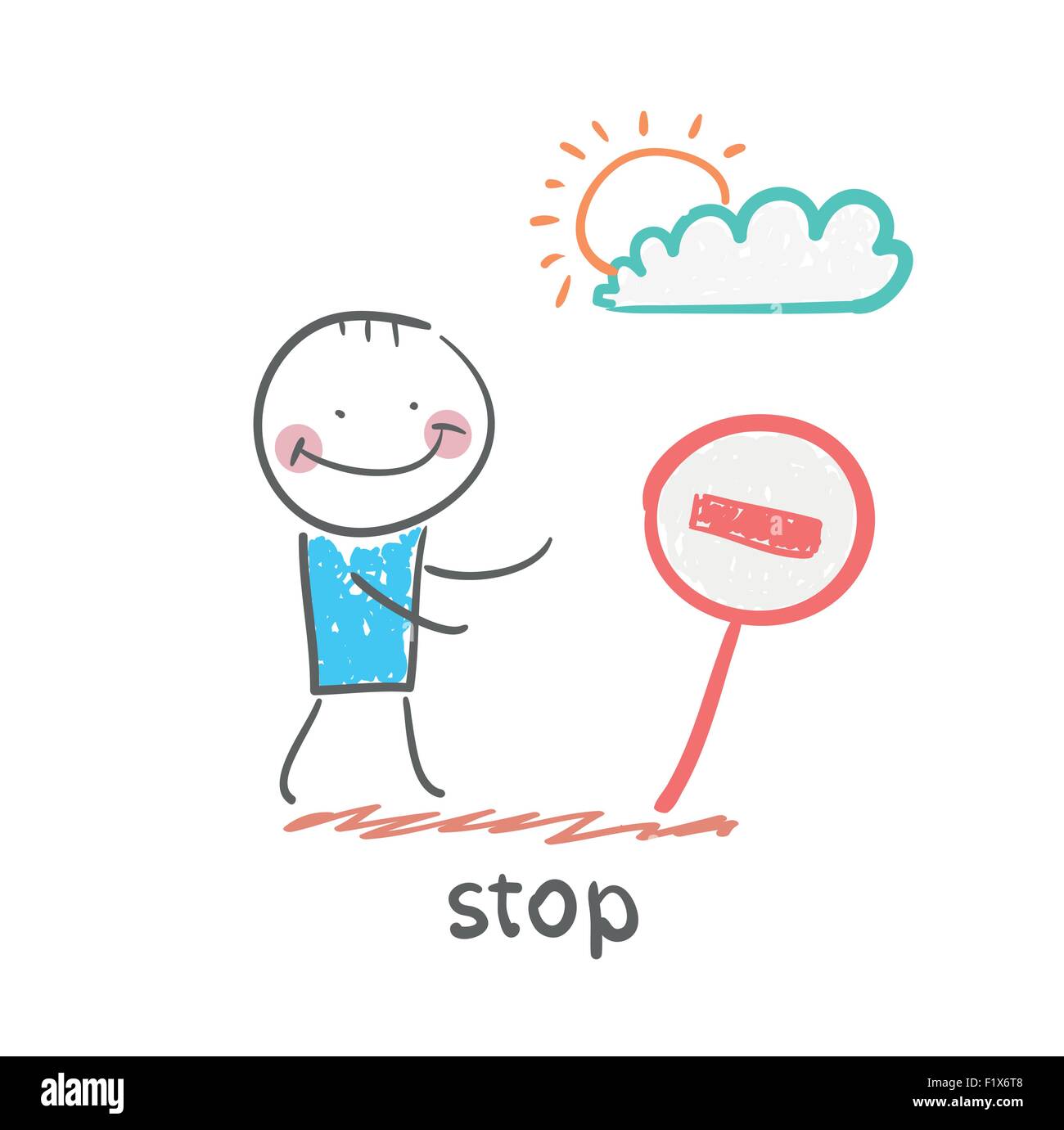 stop. Fun cartoon style illustration. The situation of life Stock ...