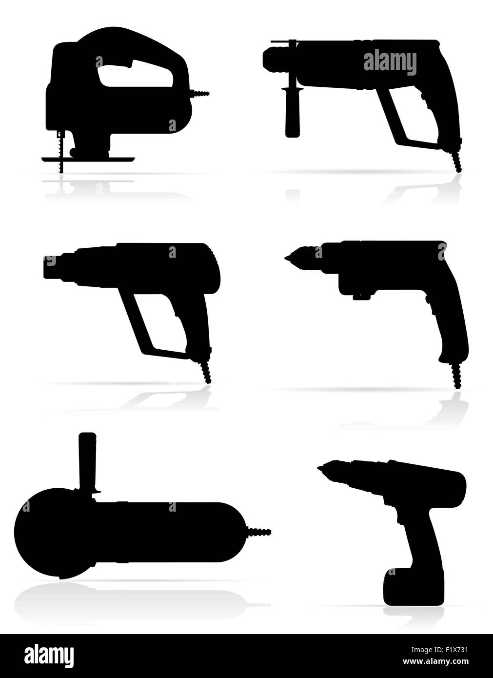 electric tools black silhouette set icons vector illustration isolated ...