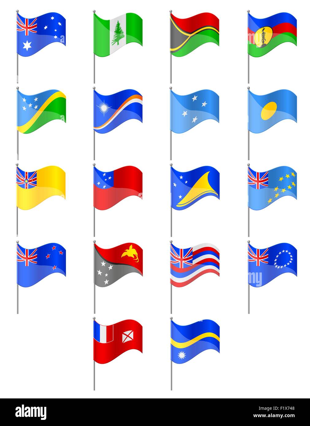 flags of Oceania countries vector illustration isolated on white ...