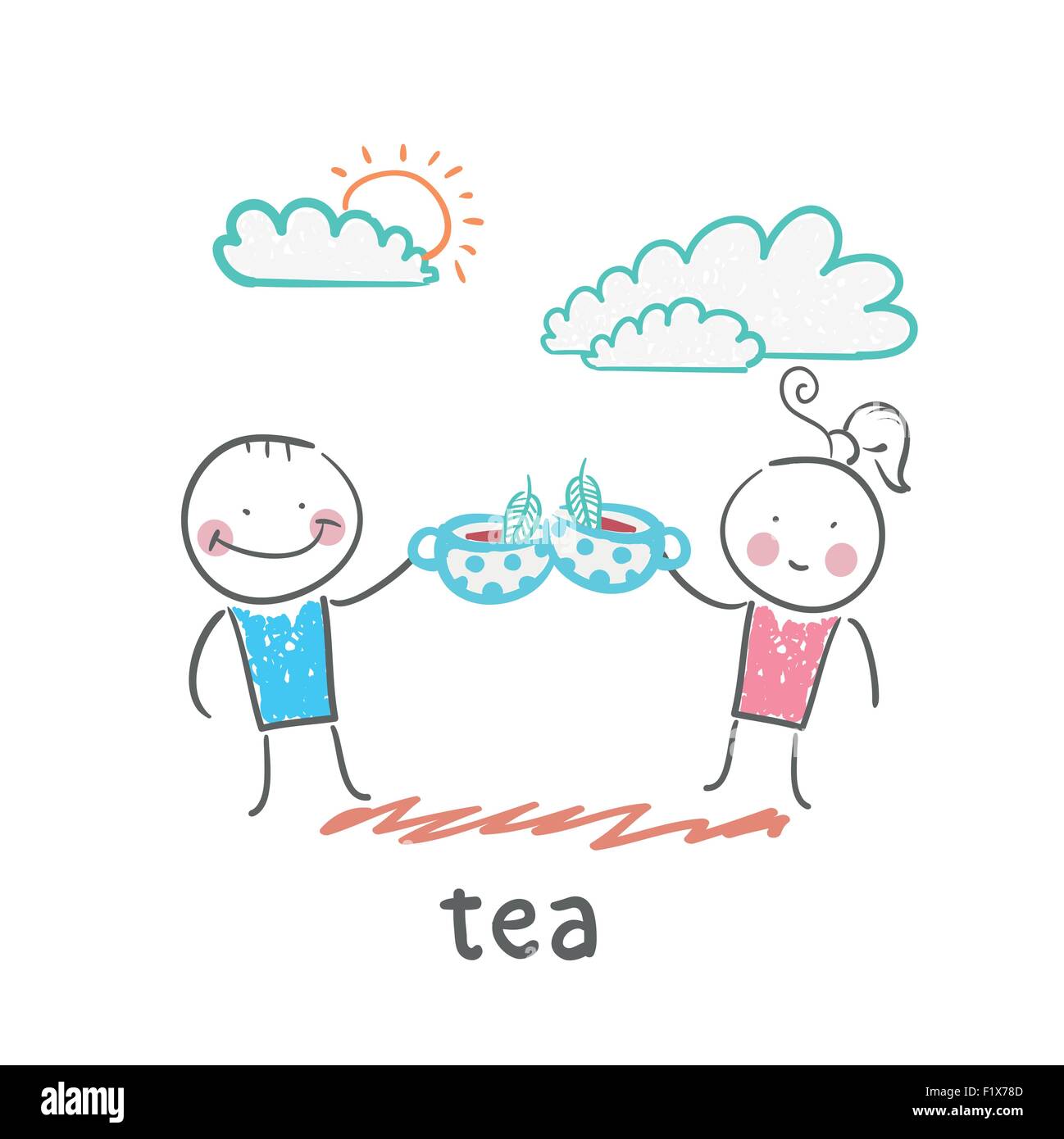 tea. Fun cartoon style illustration. The situation of life Stock Vector ...