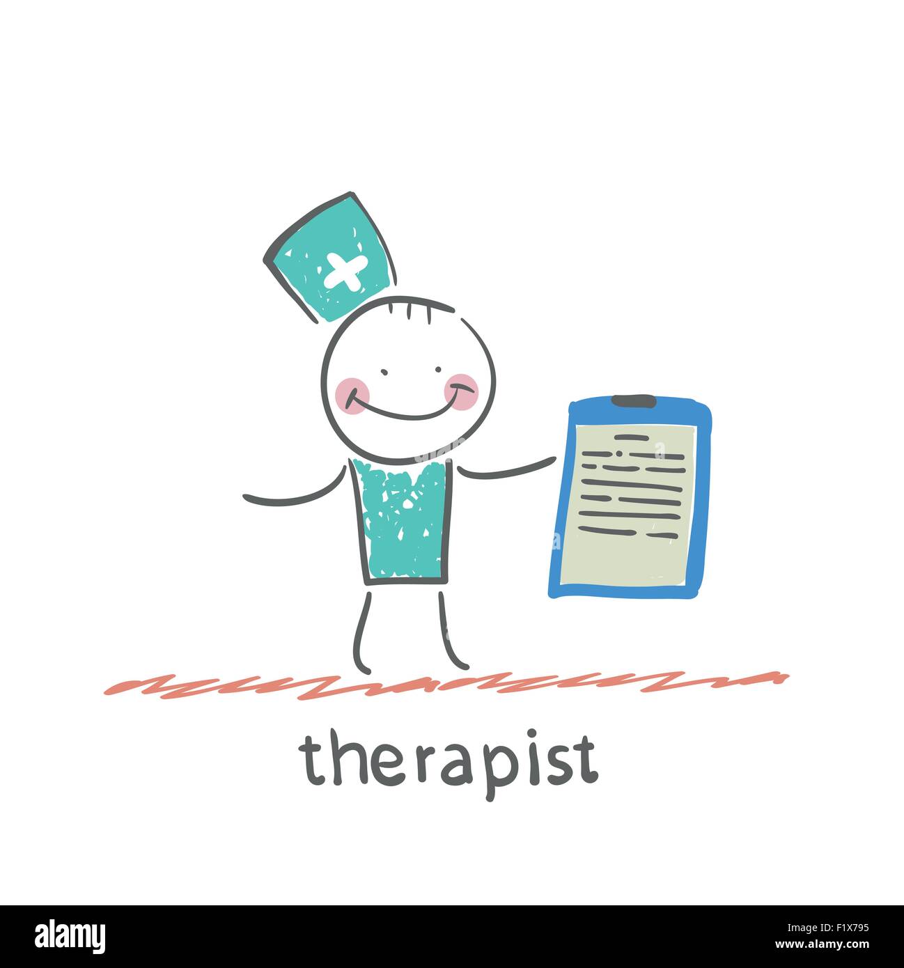 therapist holding folder in hand. Fun cartoon style illustration. The ...