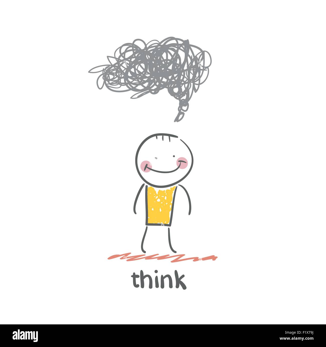 think. Fun cartoon style illustration. The situation of life Stock ...