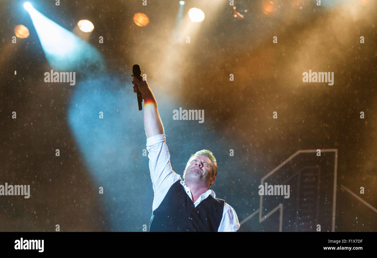 Hamburg, Germany. 27th Aug, 2015. Singer Sasha performs on the open-air ...
