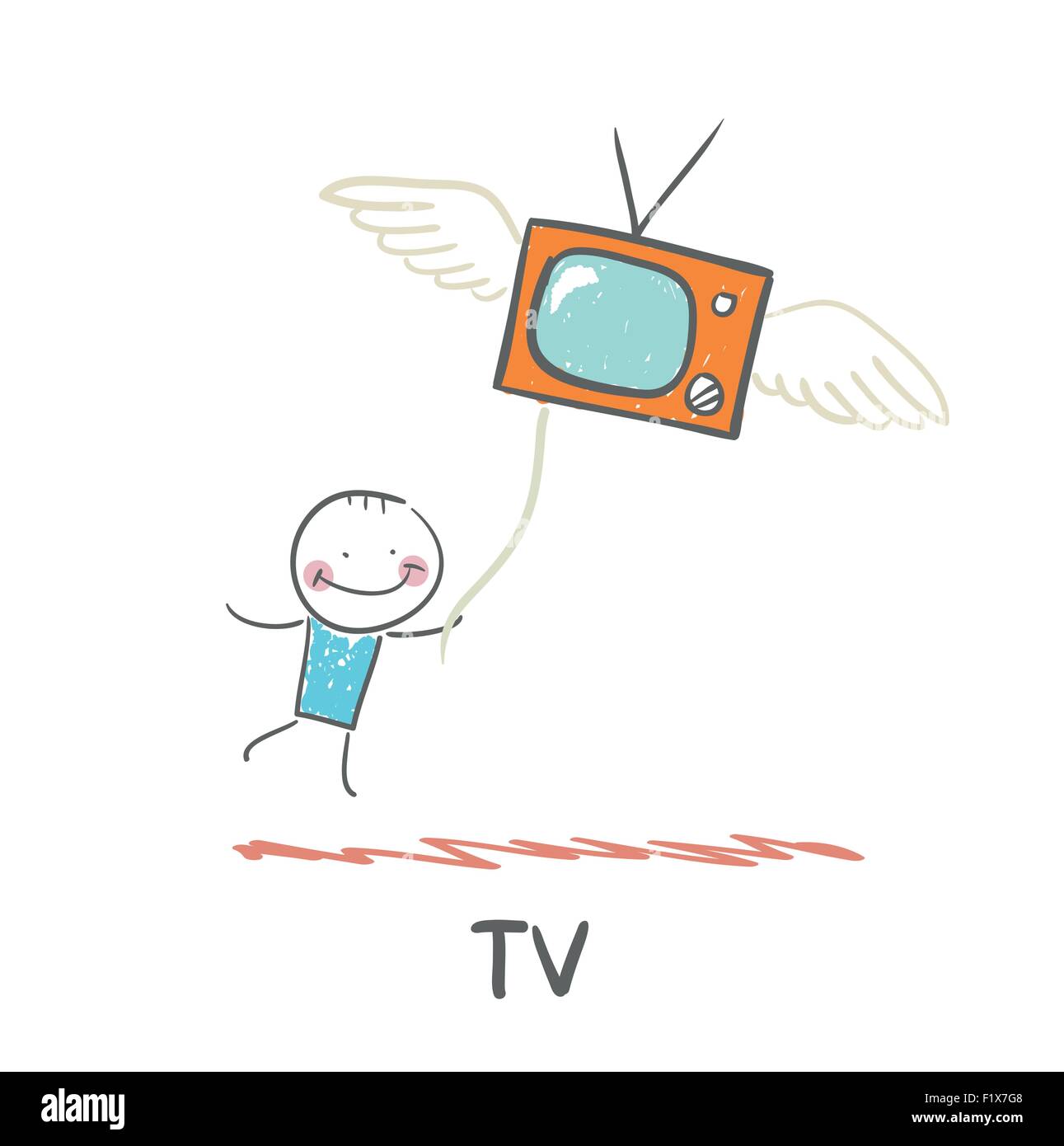 man flying with TV Stock Vector Image & Art - Alamy