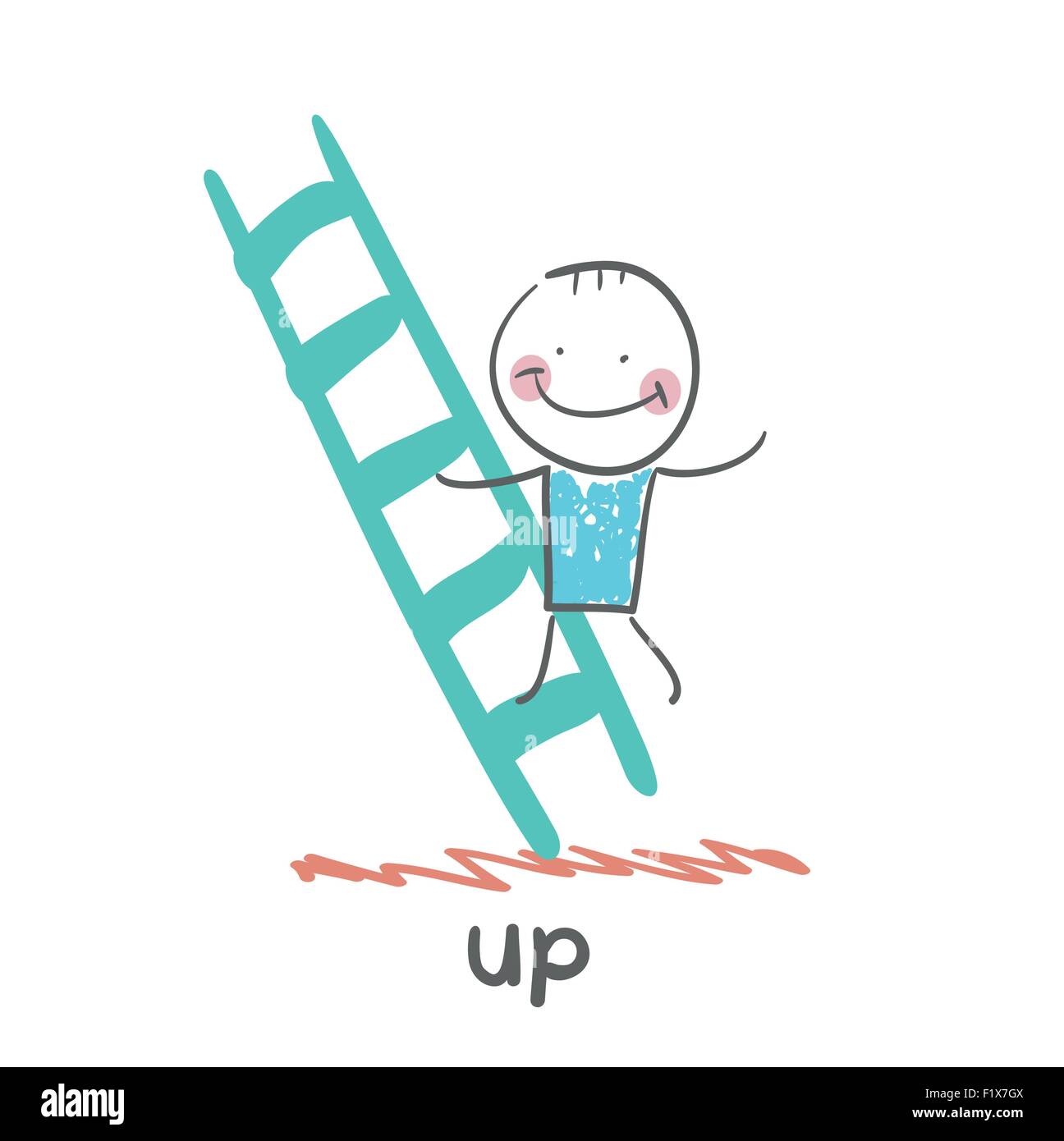 Man up ladder painting Stock Vector Images - Alamy