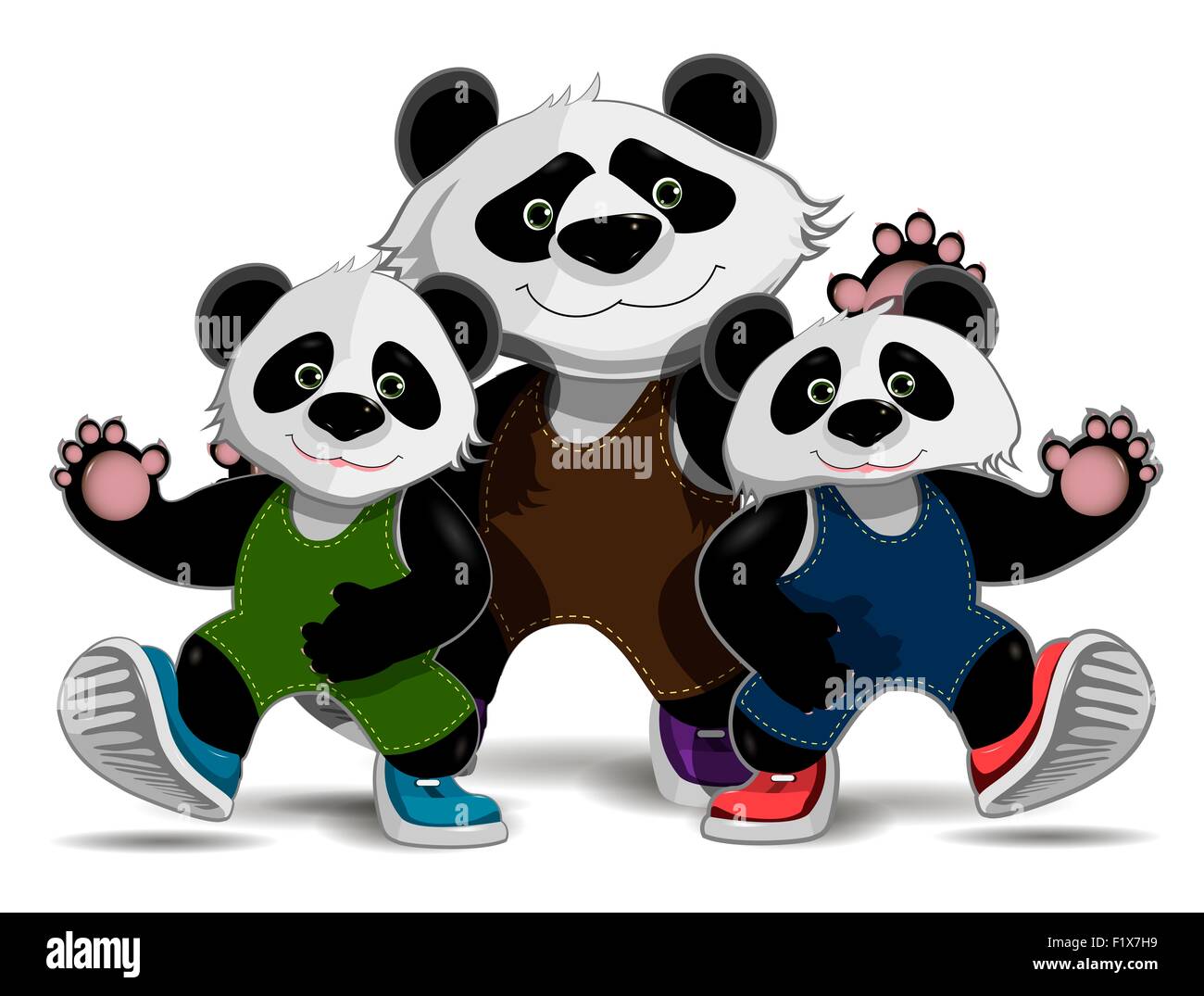 Illustration of a family of pandas in sneakers Stock Photo - Alamy