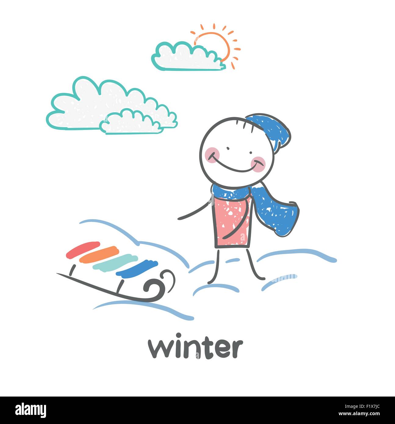 Outline cartoon winter illustration hi-res stock photography and images ...