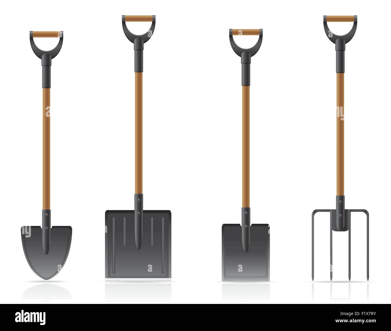 Shovel and hoe on grass Cut Out Stock Images & Pictures - Alamy