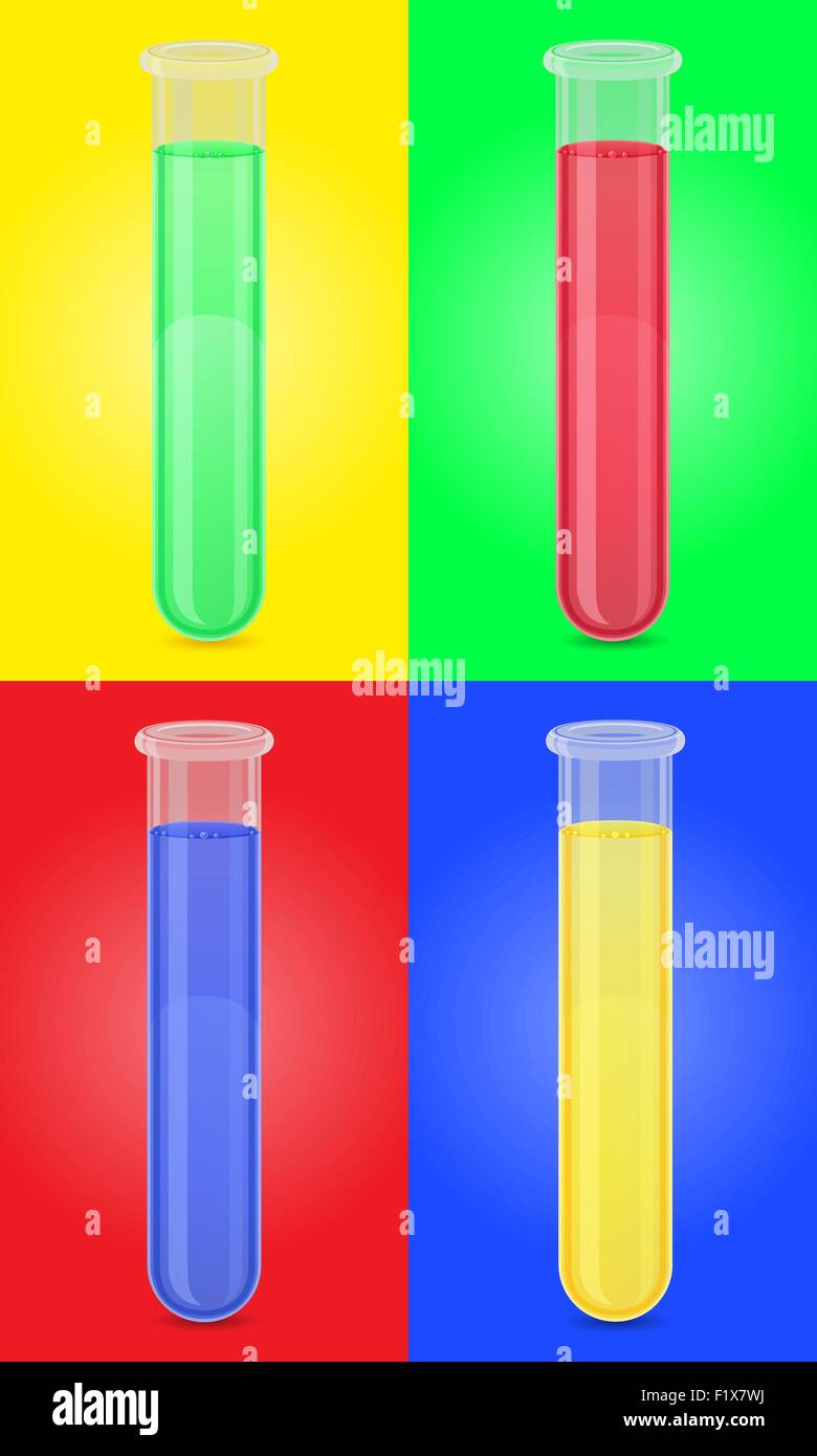 glass test tube with color liquid vector illustration isolated colored ...