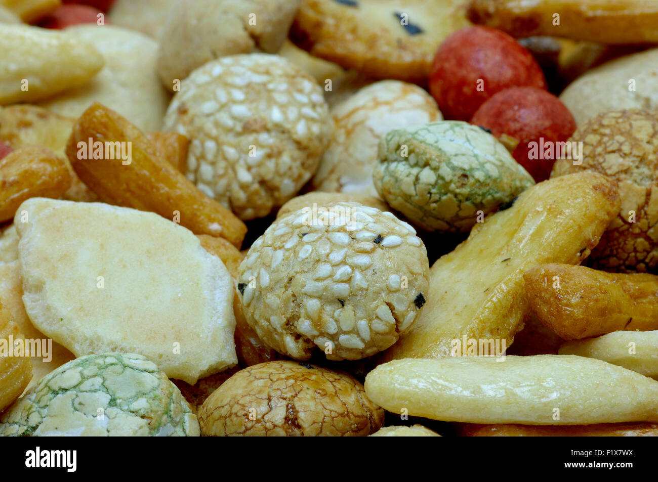 Rice cakes, Japanese Rice-Cracker, Arare Stock Photo - Alamy