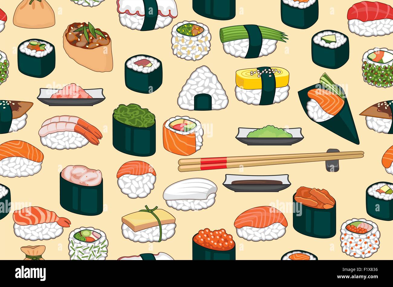 Seamless bright background with sushi Stock Vector Image & Art - Alamy