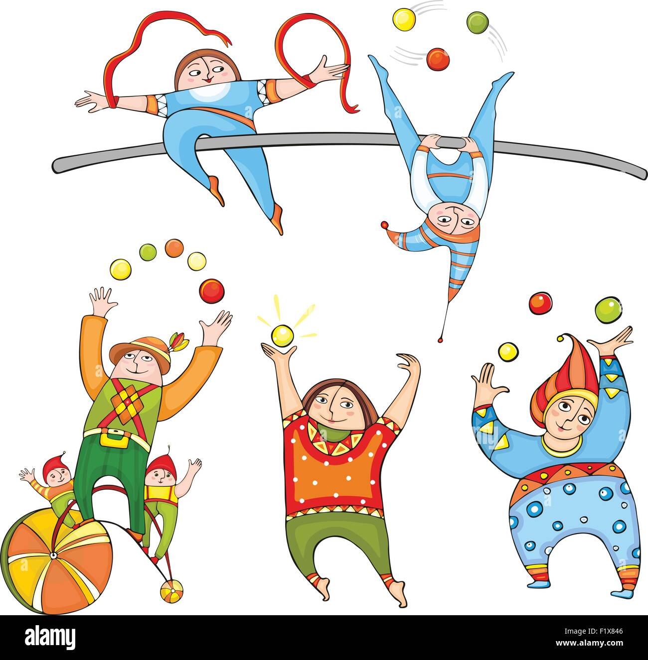 Funny jugglers with balls on a white background Stock Vector Image ...
