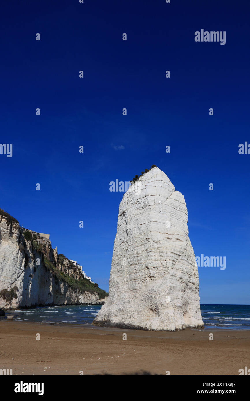 Pizzomunno, rock on the beach, Vieste, Gargano, Puglia, Italy Stock ...