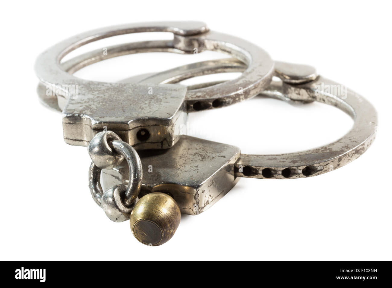 retro handcuffs isolated on the white background Stock Photo - Alamy