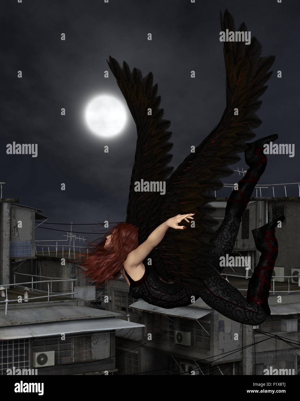 Female Urban Guardian Angel, Flying Stock Photo - Alamy