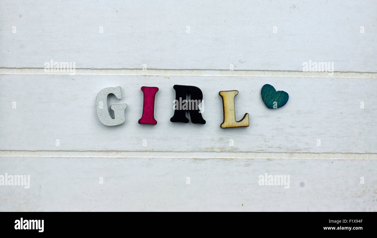 Girl written with wooden letters Stock Photo - Alamy