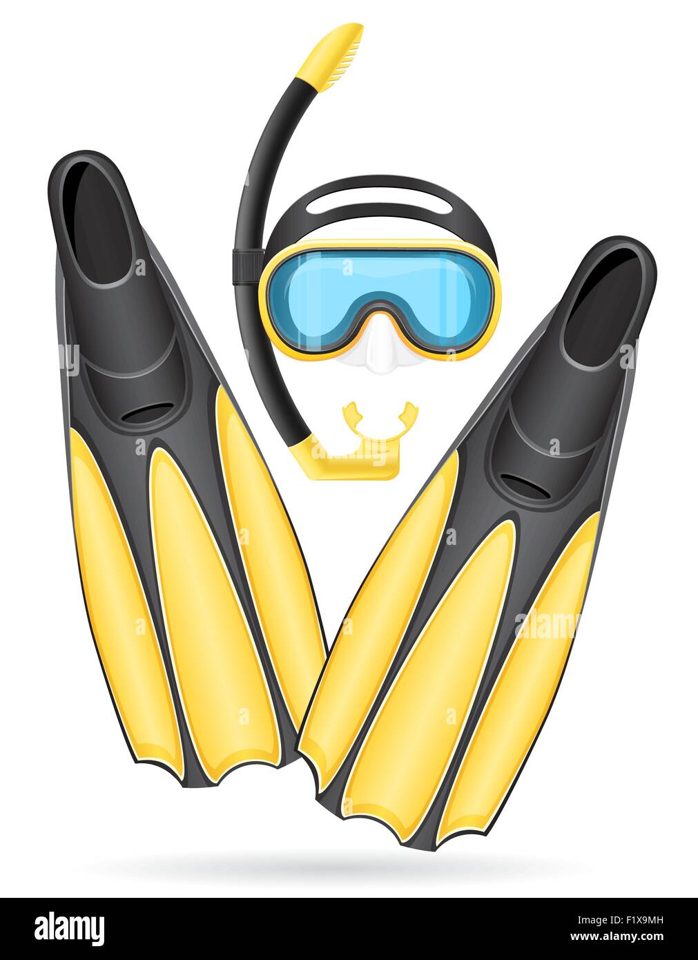 mask tube and flippers for diving vector illustration isolated on white ...