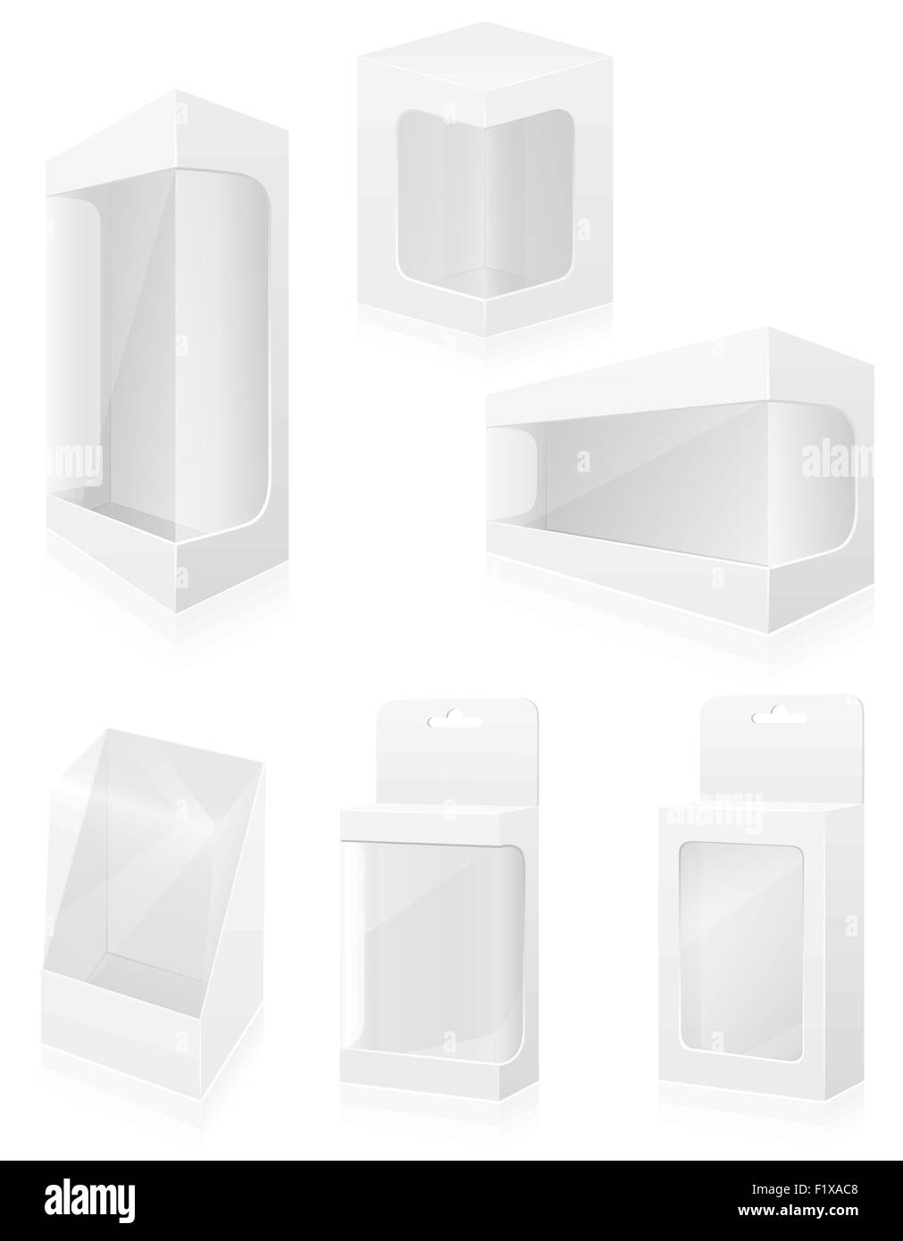 transparent packing box set icons vector illustration isolated on white ...
