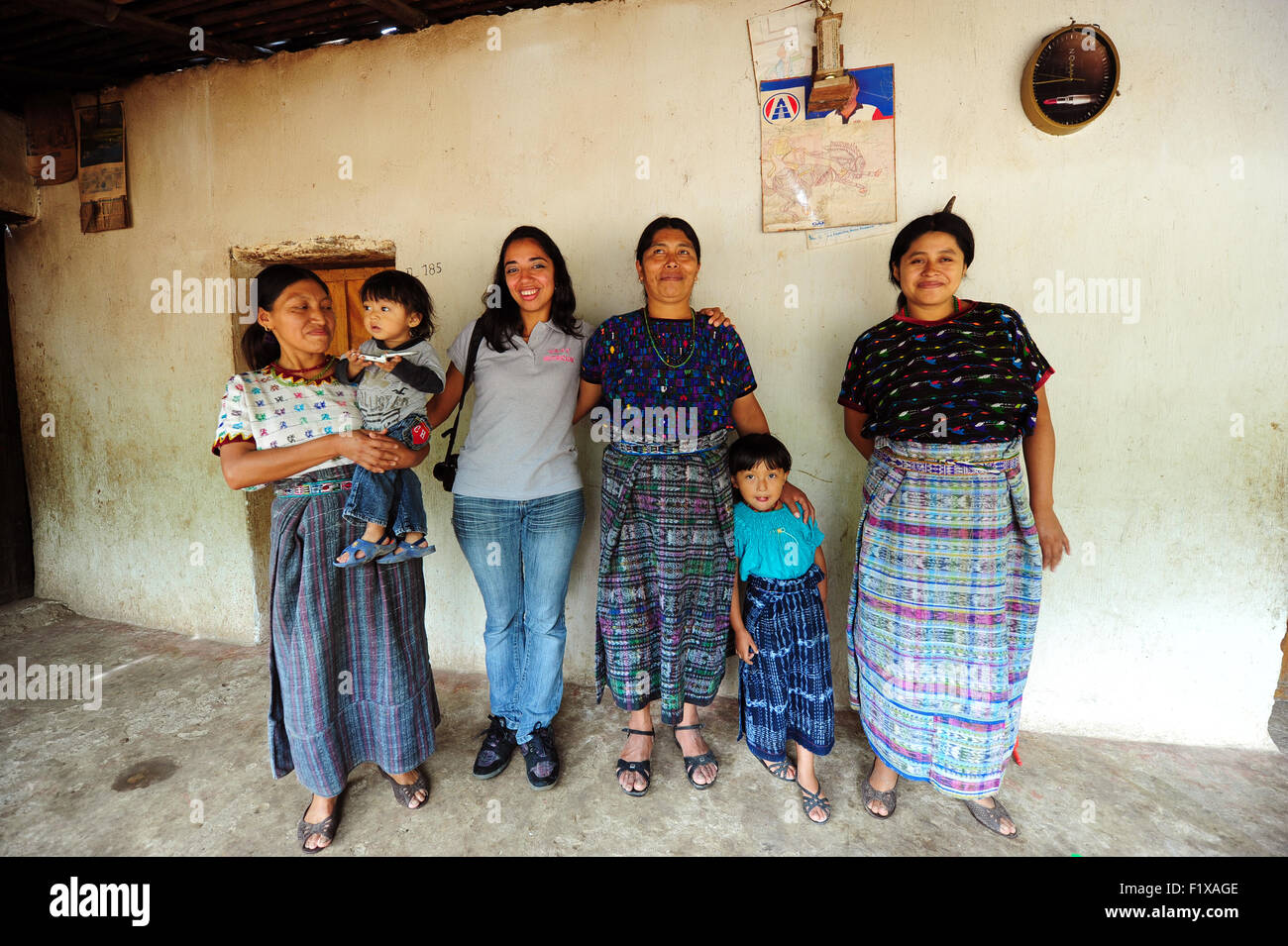 Guatemala, Salama, family picture in house Stock Photo - Alamy