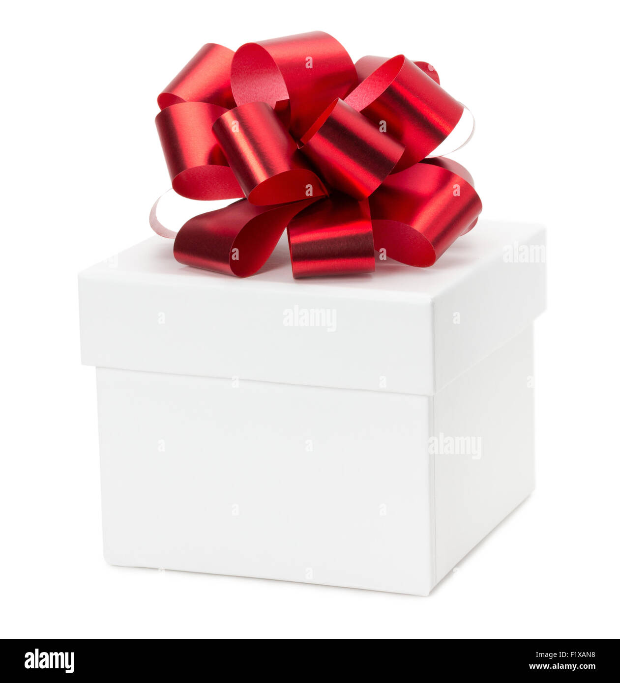 gift box with red bow isolated on the white background Stock Photo - Alamy