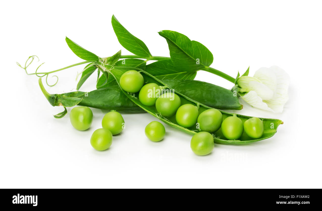 green peas in shell isolated on the white background Stock Photo - Alamy
