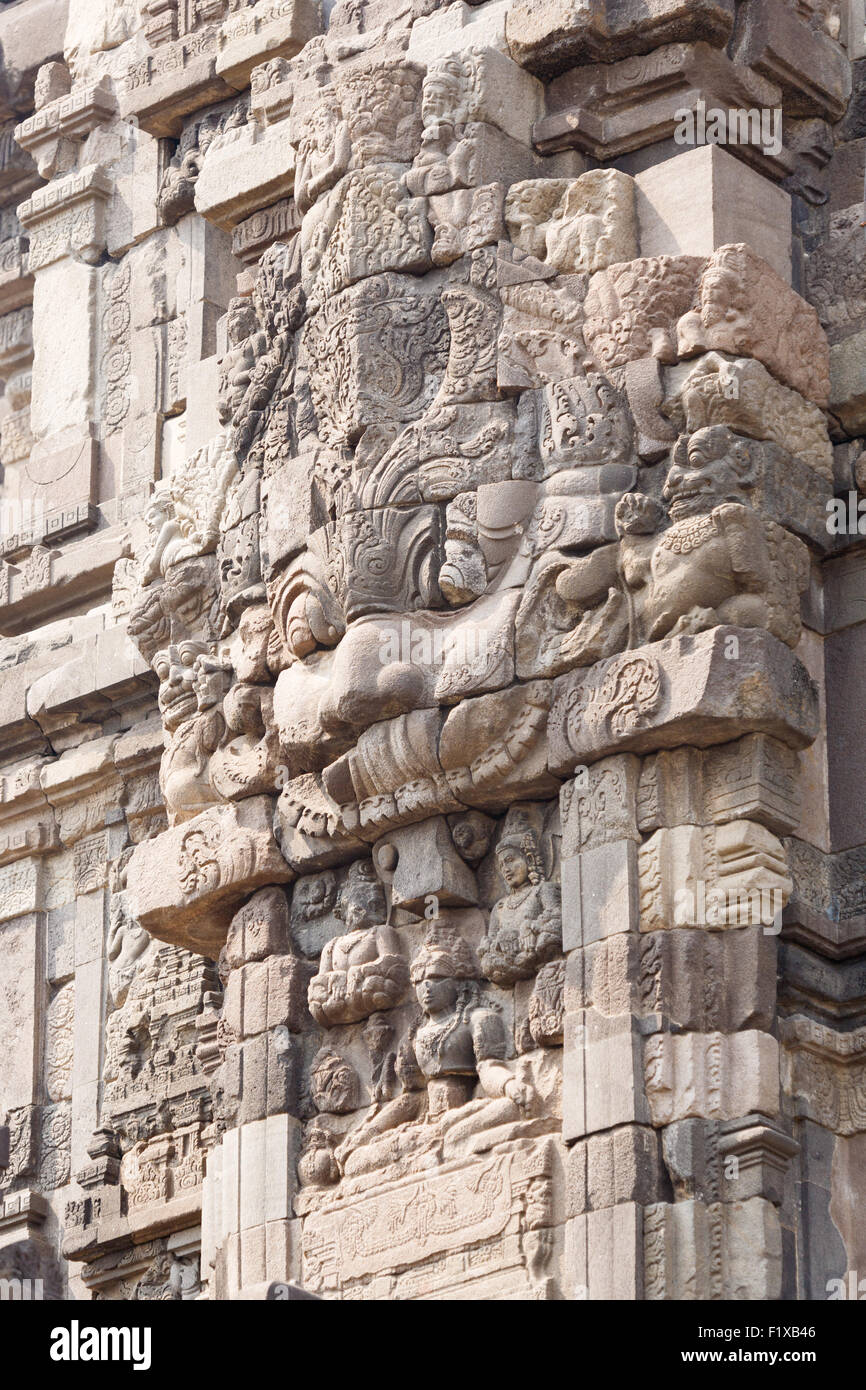 Stone carving of Prambanan Hindu temple, Yogyakarta, Java, Indonesia ...