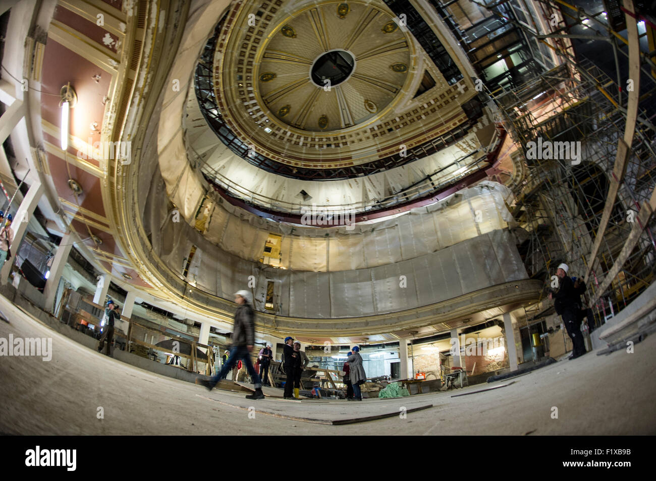 Berlin, Germany. 08th Sep, 2015. The restored hall ceiling of the ...