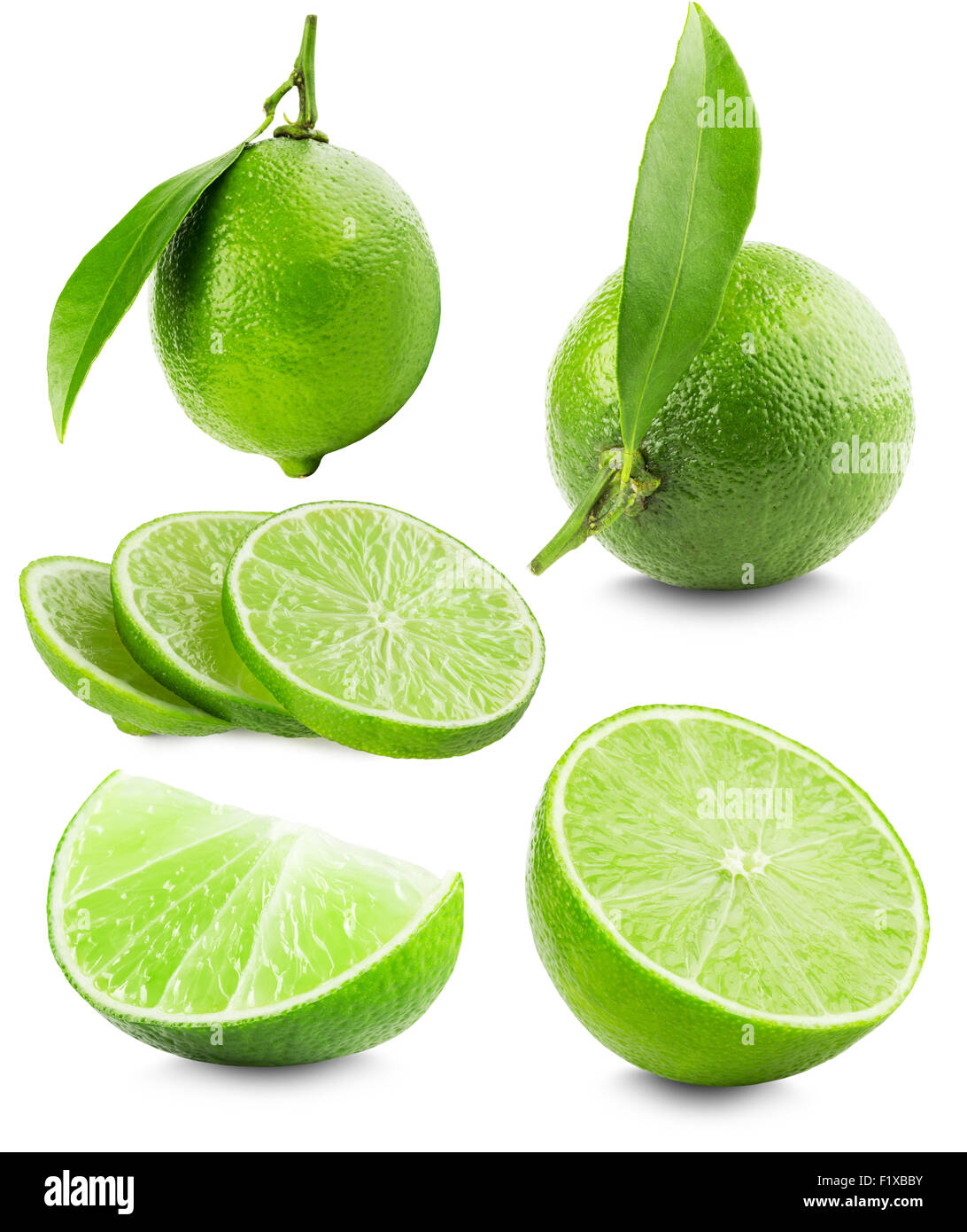 set of limes isolated on the white background Stock Photo - Alamy