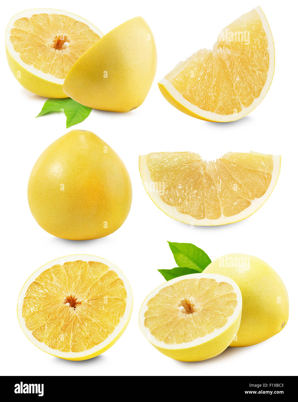 set of Pomelo or Chinese grapefruit isolated on the white background ...