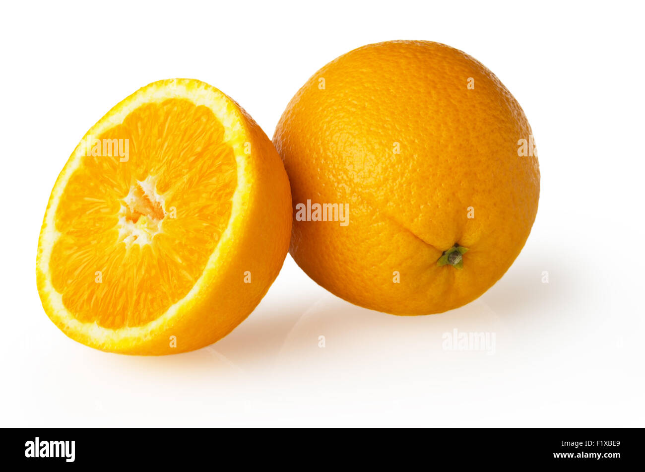 ripe oranges on white background Stock Photo - Alamy