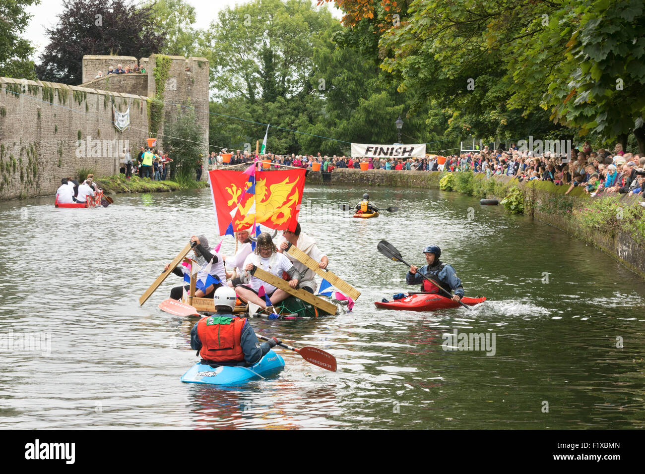 Homemade boats competing in the Wells Moat Boat race - an annual event ...