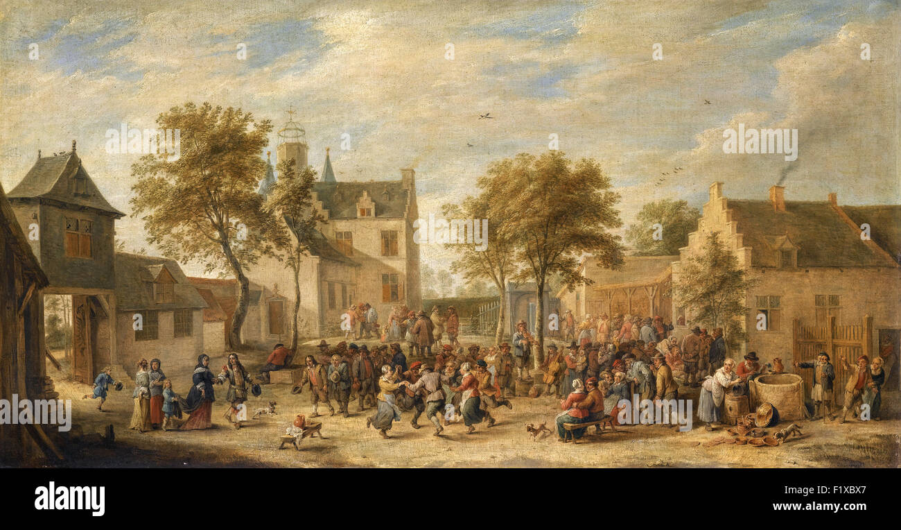 David Teniers the Younger - A Kermesse with Villagers making Merry in a ...