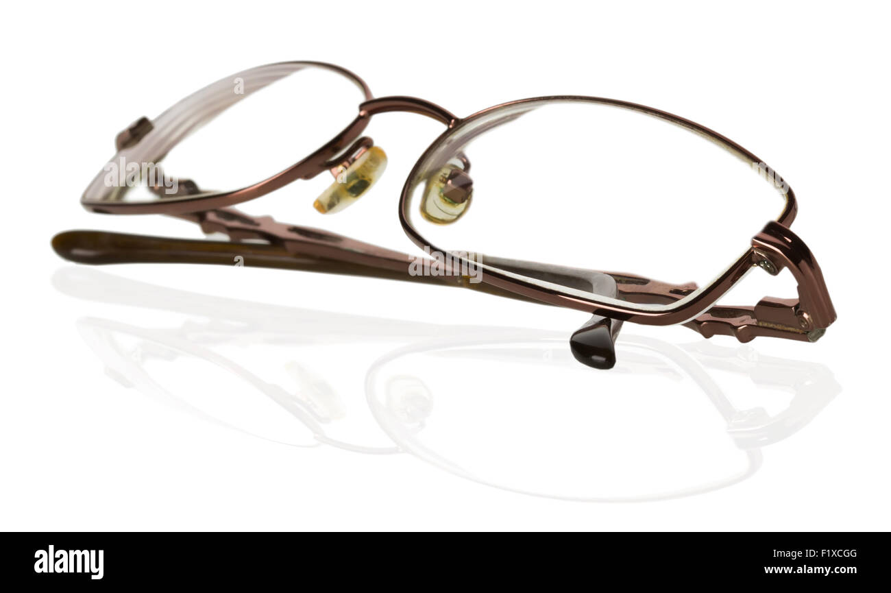 brown glasses on white background Stock Photo - Alamy