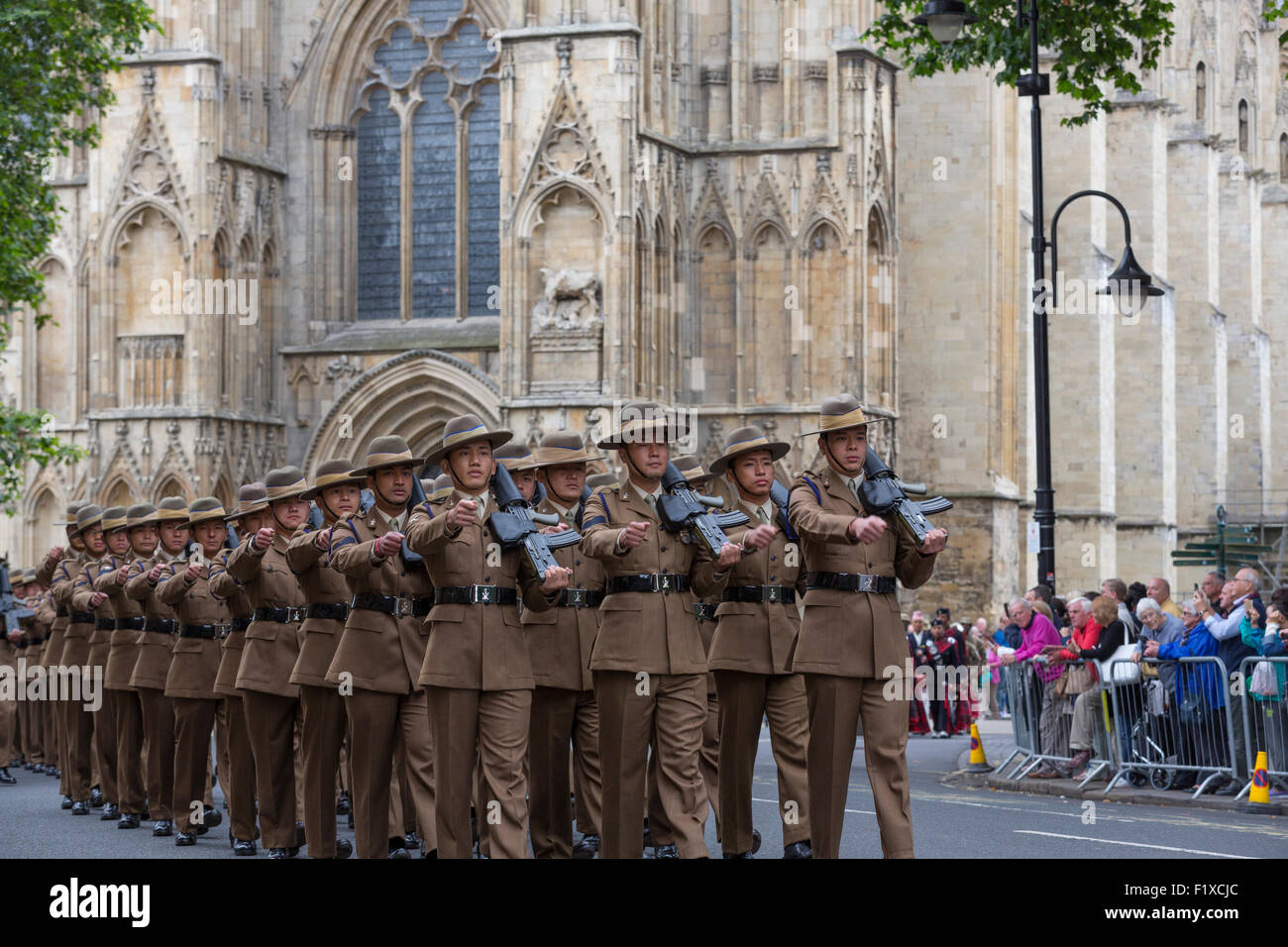 York, UK. 8th September, 2015. The Queens Ghurka Signals Regiment ...